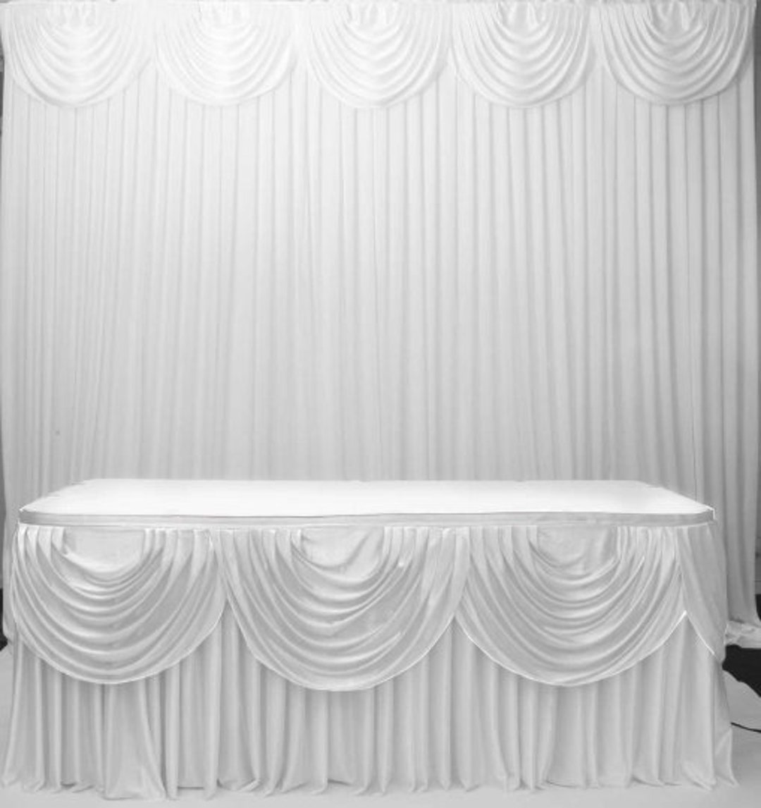 DETACHABLE TOP SWAG Silky Satin Backdrop Party Stage Decoration Velcro ...