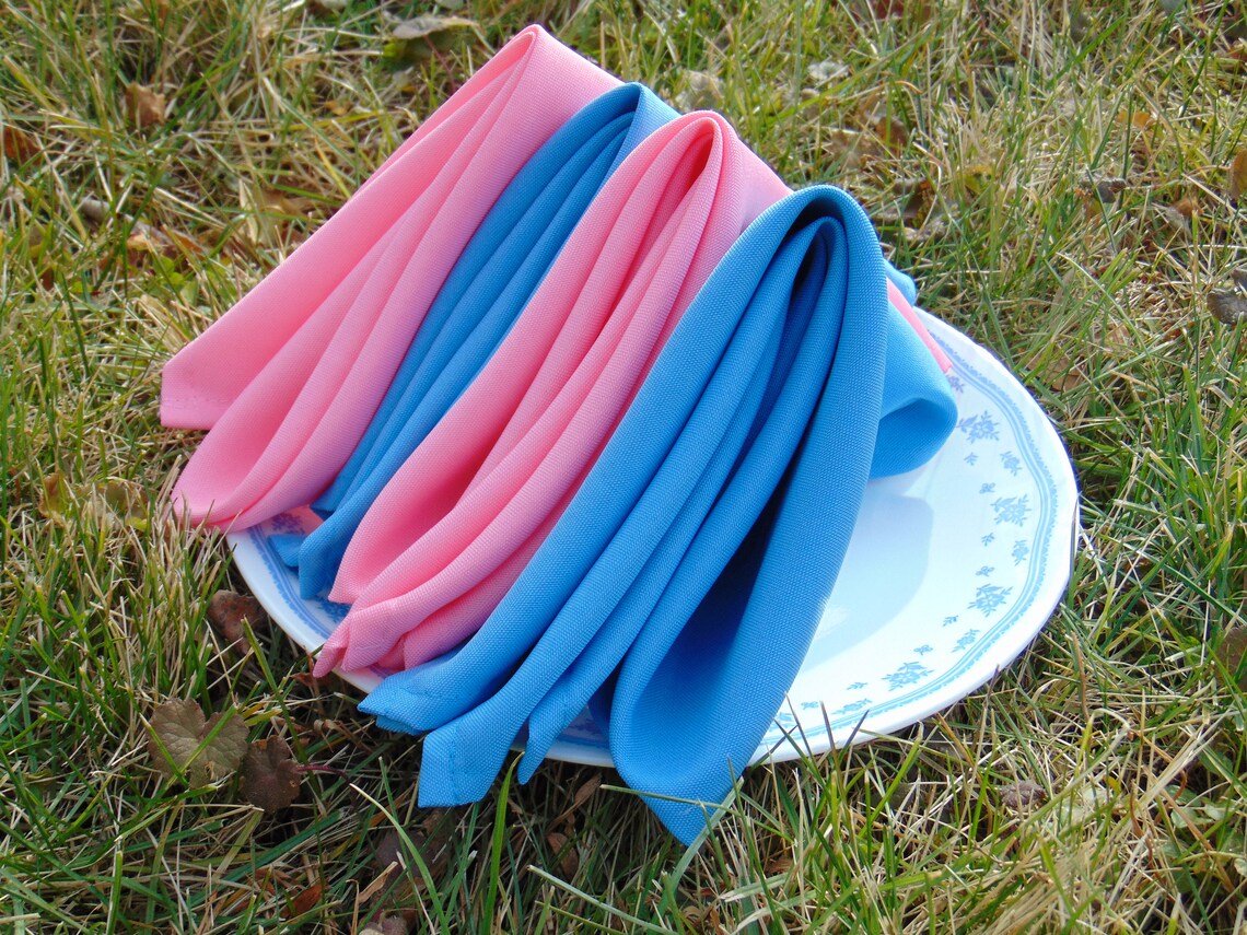 Set of 10 Polyester table NAPKINS Wedding Baby shower boy or | Etsy