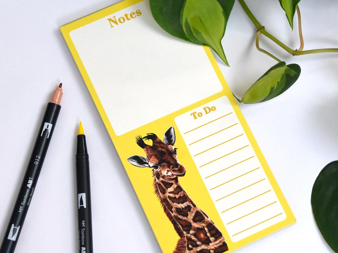 Yellow Baby Giraffe Notepad - Giraffes Calf - to Do List Pad Notebook ...
