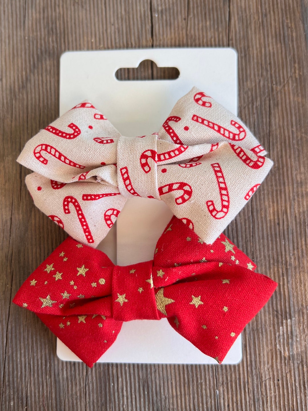 Christmas Red and Gold Star & Christmas Candy Cane Pinwheel Bow Set - Etsy