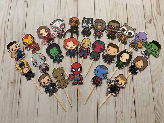 Star Lord Black Widow Hawkeye Bucky Scarlet Avengers Cupcake Toppers ...