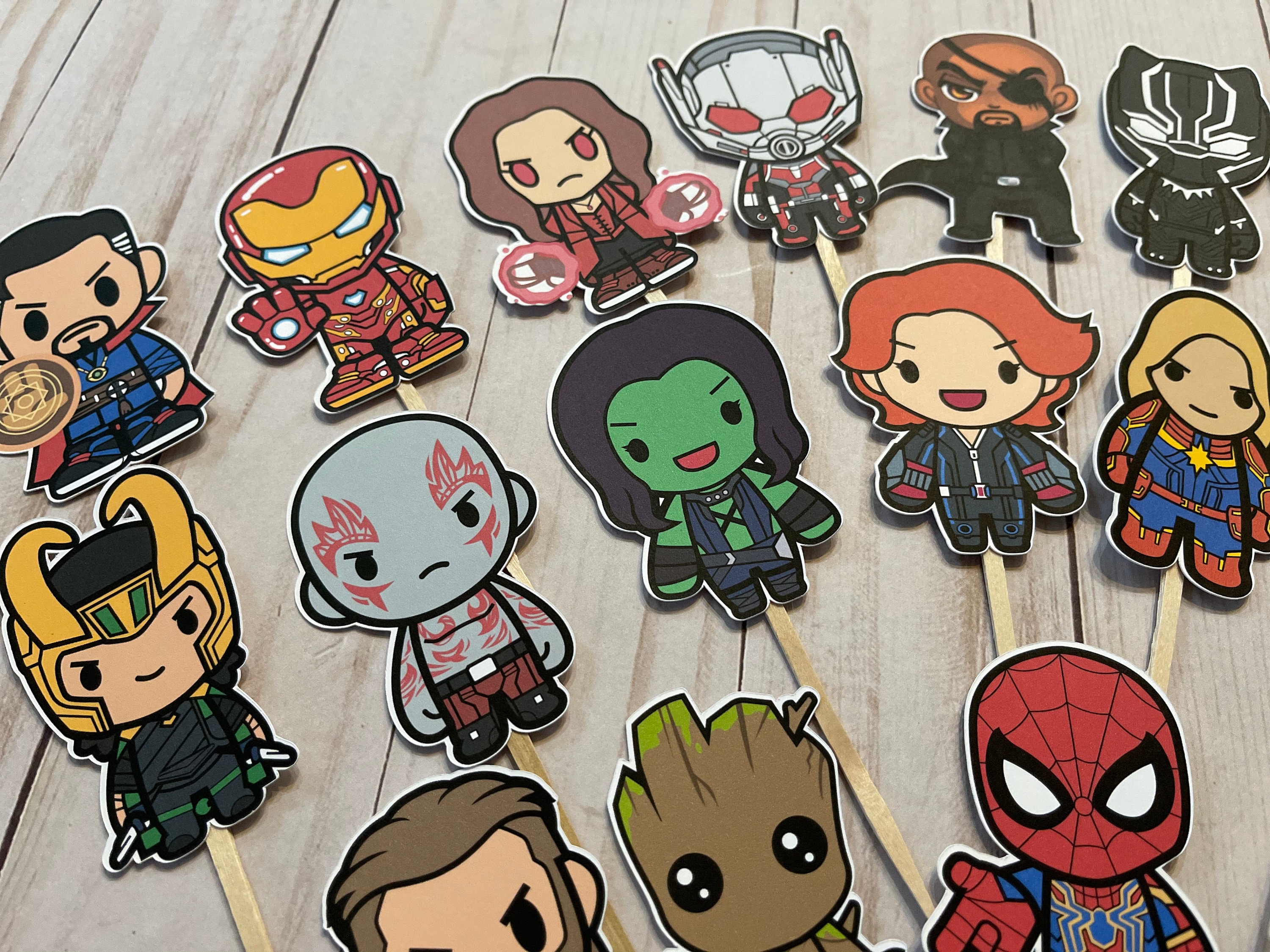 Star Lord Black Widow Hawkeye Bucky Scarlet Avengers Cupcake Toppers ...