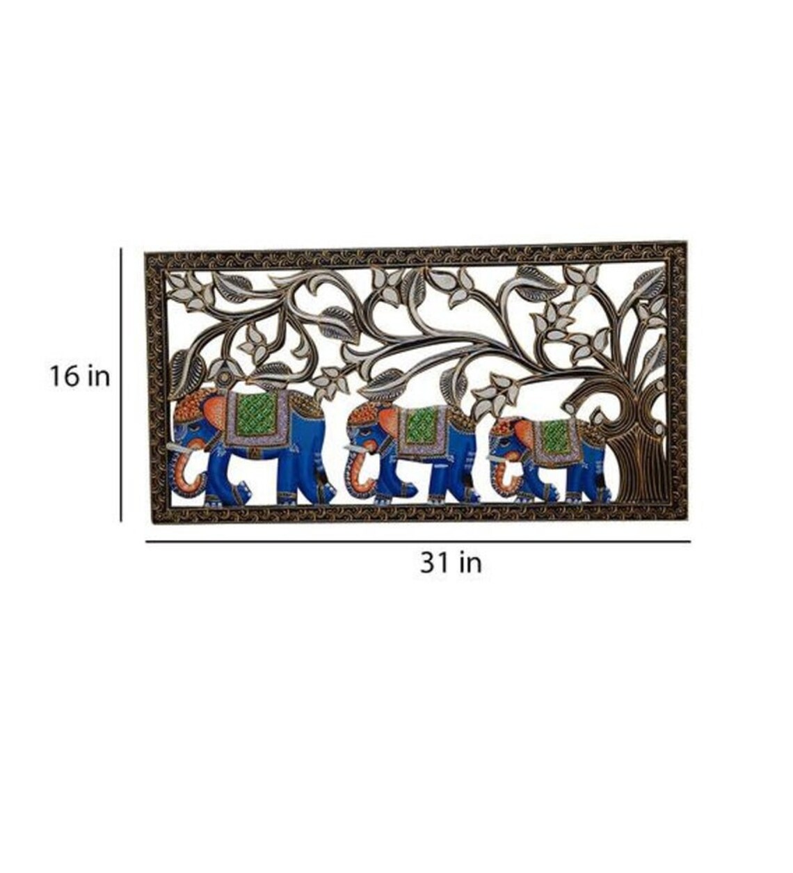 Wooden Panel Three Elephant Frame Wood Carving and Beautiful Hand ...