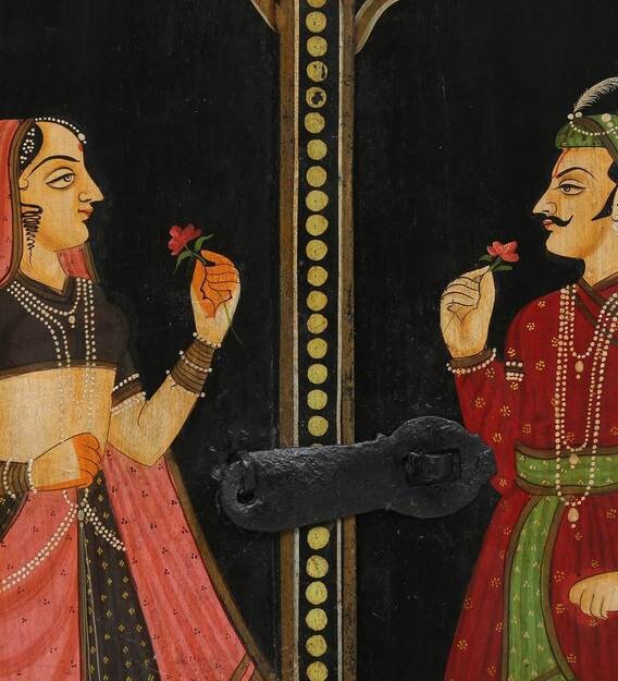 Vintage Raja Rani Royals Painting Wooden Window Wall Hanging ...