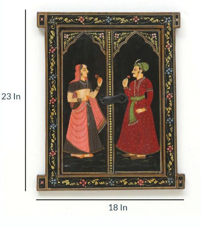 Vintage Raja Rani Royals Painting Wooden Window Wall Hanging ...
