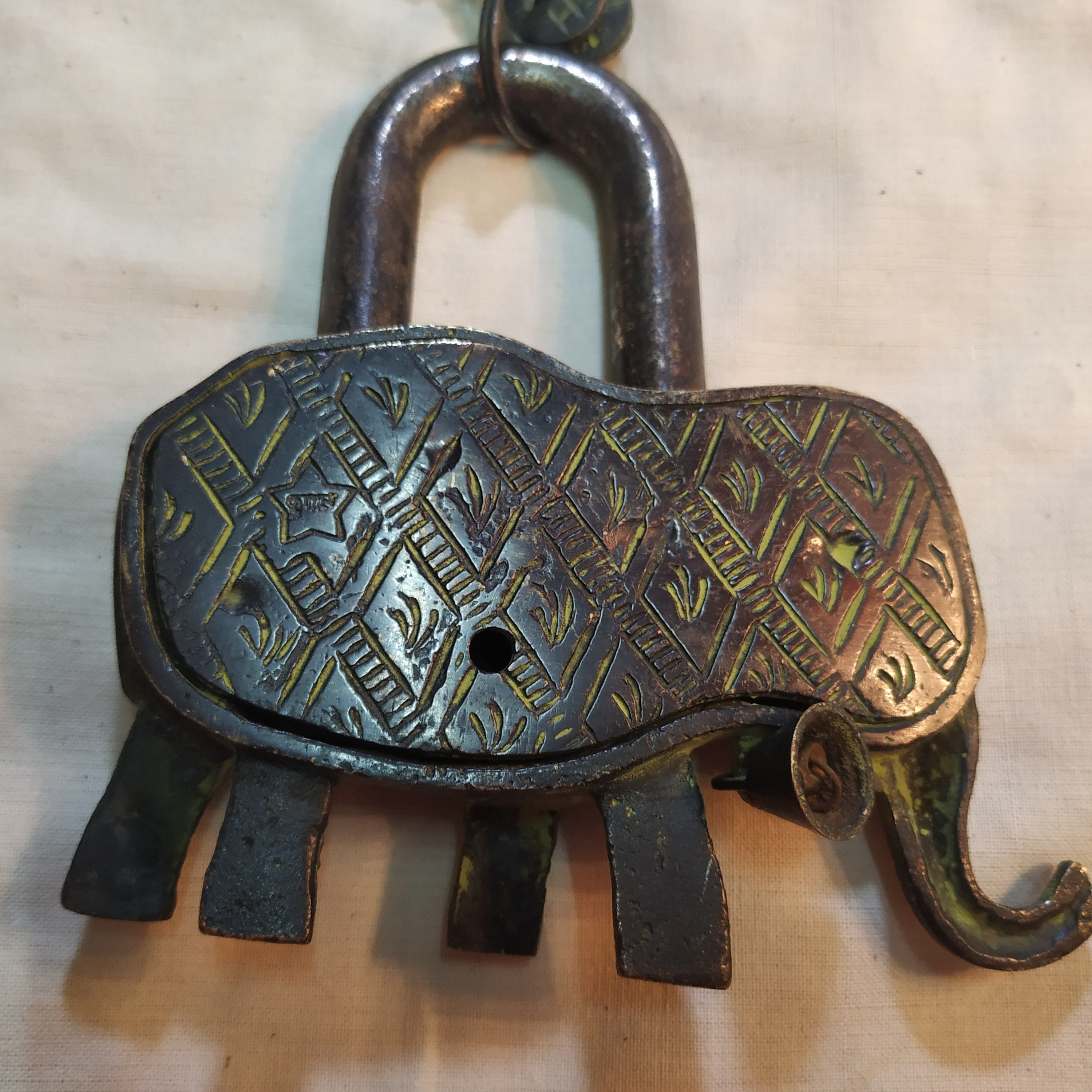 Unique and Vintage Elephant Shaped Brass Lock With Two Keys Very ...