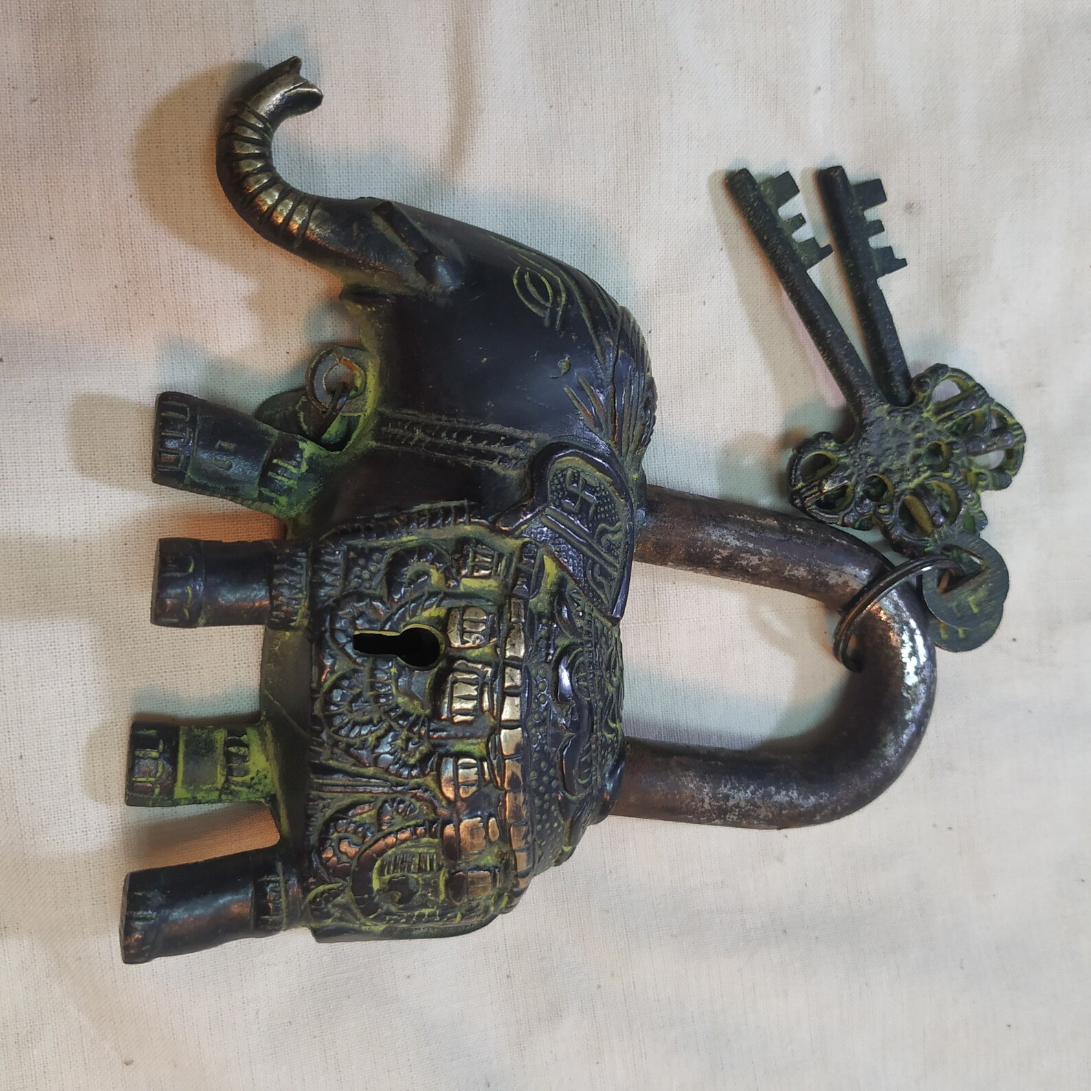 Unique and Vintage Elephant Shaped Brass Lock With Two Keys Very ...