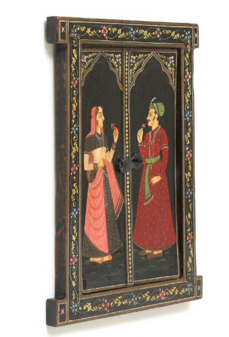 Vintage Raja Rani Royals Painting Wooden Window Wall Hanging ...