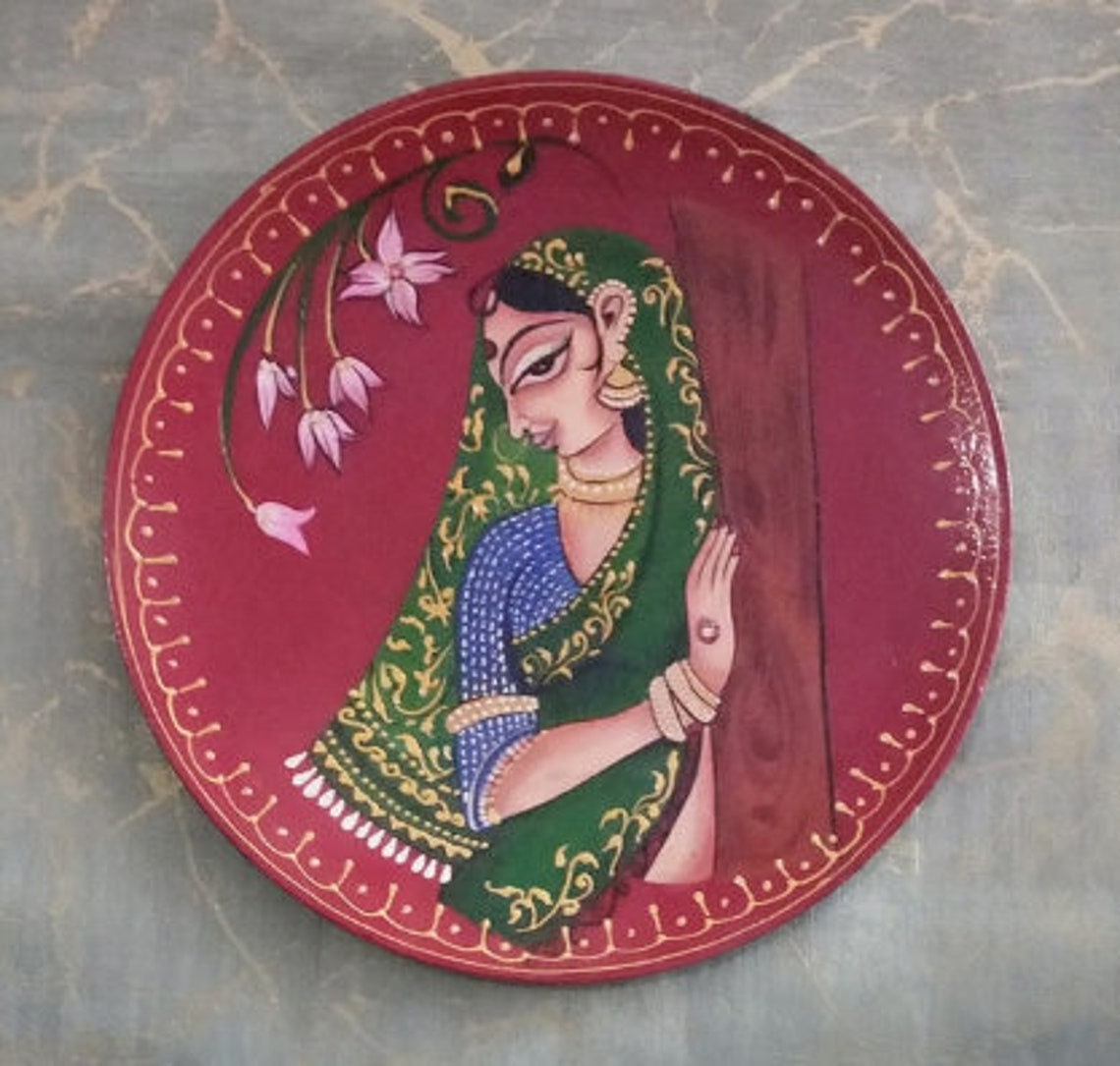 Vintage Wooden Red Round Decorative Wall Hanging Plate,traditional ...