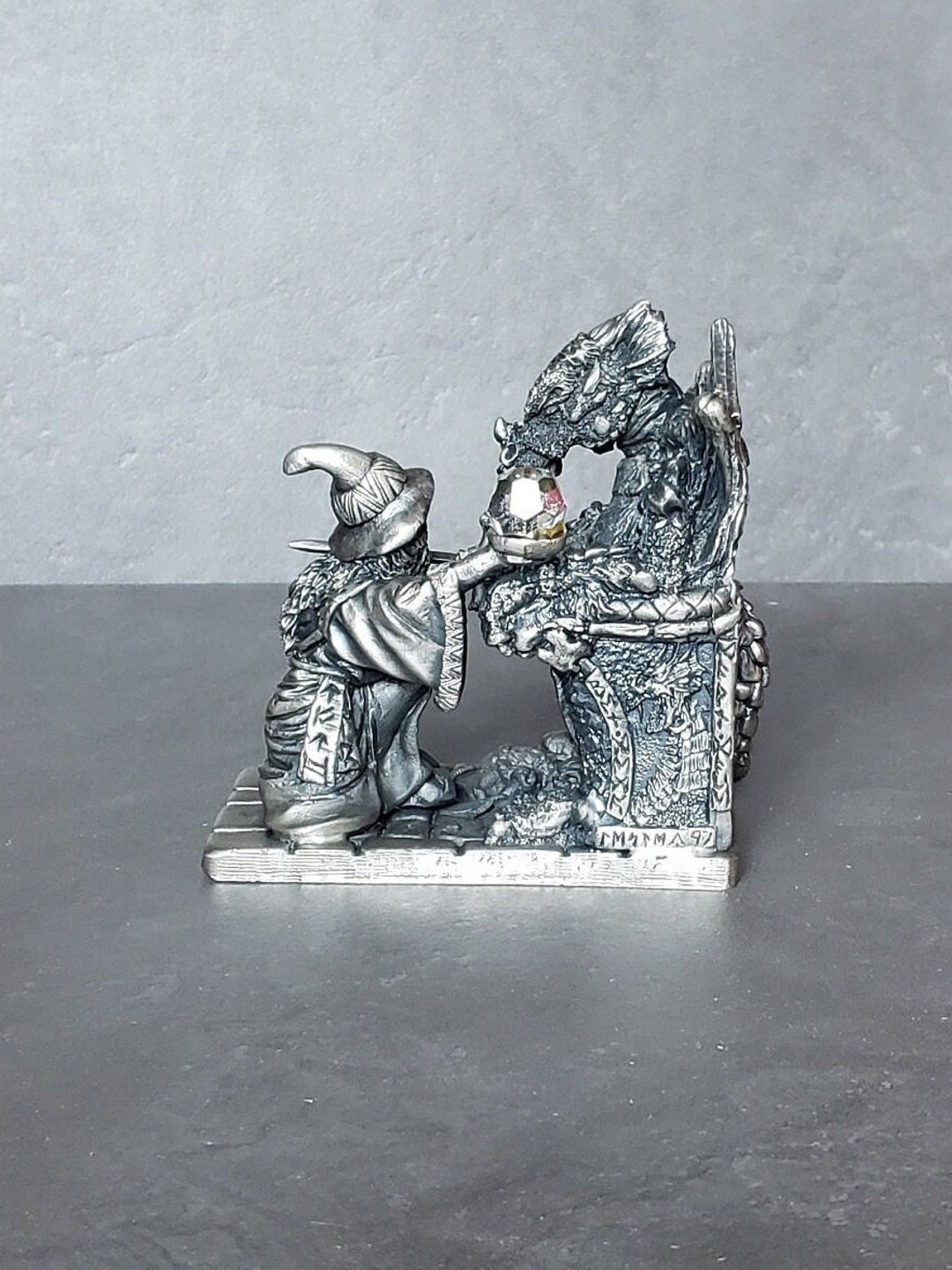 The Offering 3185. Myth and Magic Vintage Pewter Dragon and Wizard ...