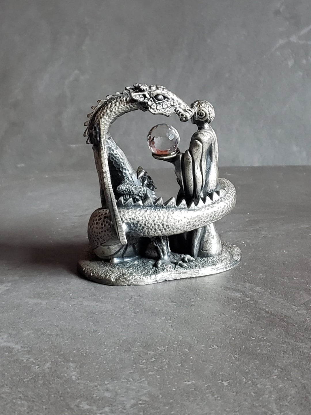 The Dragons Kiss, Myth and Magic 1990s Pewter Collectable Dragon and ...
