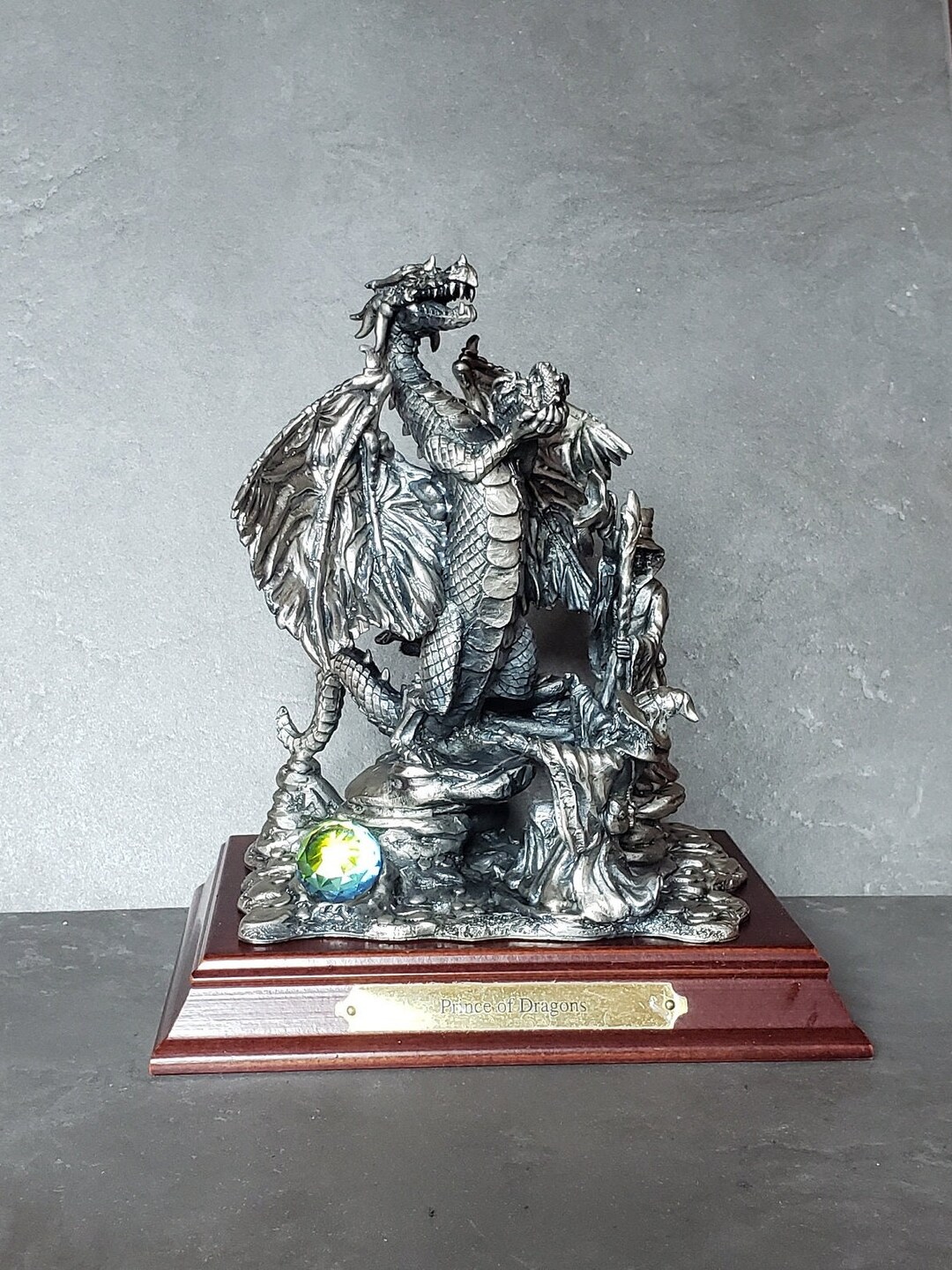 Prince of Dragons. Myth and Magic Vintage Pewter Dragon With Crystals ...