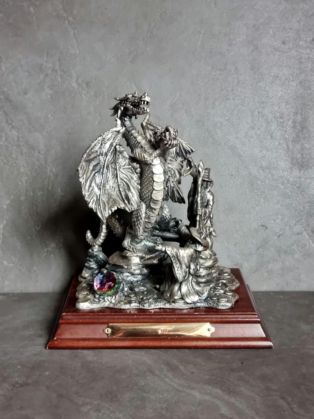 Prince of Dragons. Myth and Magic Vintage Pewter Dragon With Crystals ...