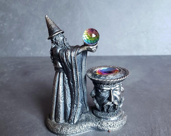 The Visionary 3075, Myth and Magic Vintage Pewter Wizard With Crystals ...