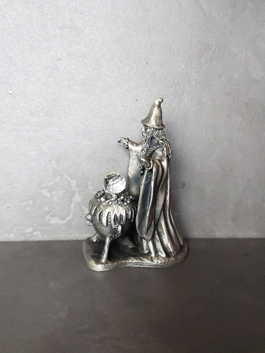 The Cauldron of Light, Myth and Magic Vintage Pewter Wizard Figurine ...