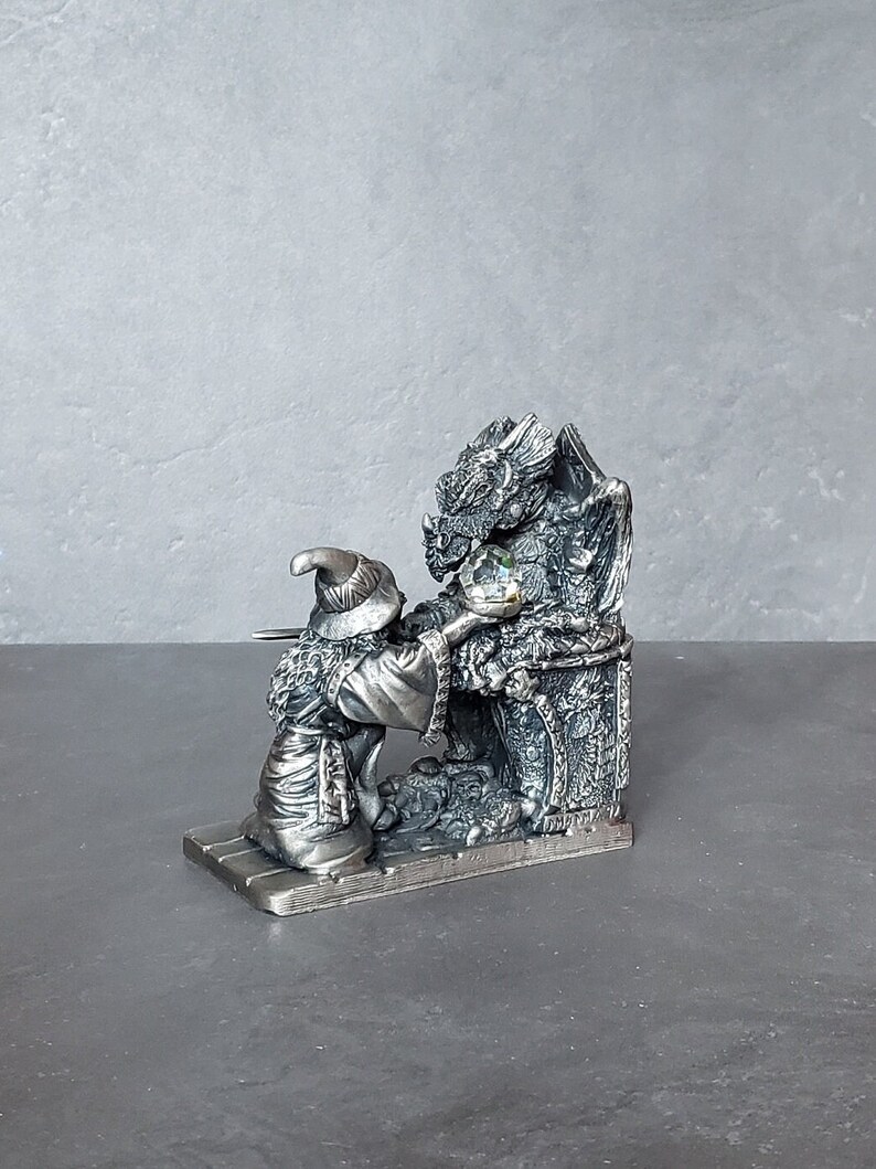 The Offering 3185. Myth and Magic Vintage Pewter Dragon and Wizard ...