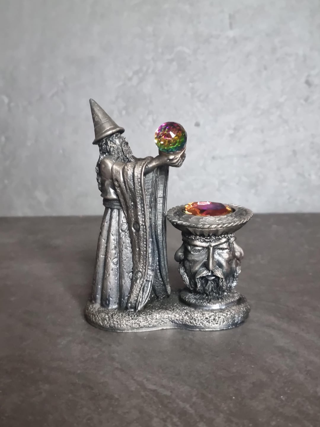 The Visionary 3075, Myth and Magic Vintage Pewter Wizard With Crystals ...