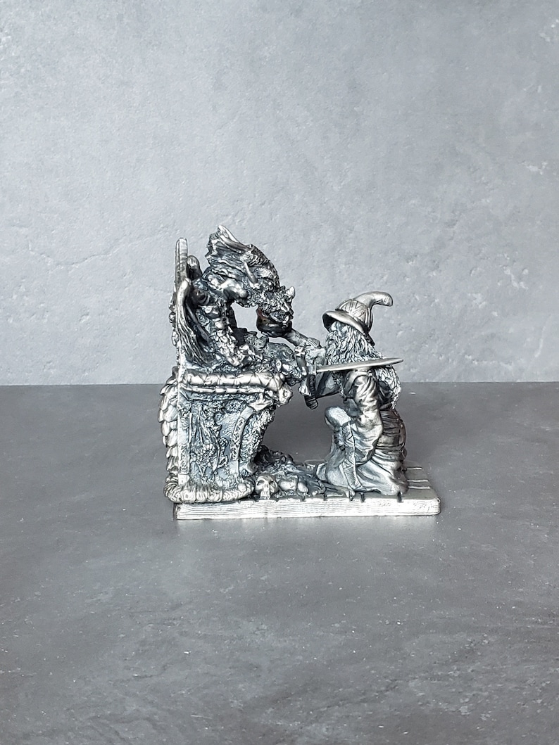 The Offering 3185. Myth and Magic Vintage Pewter Dragon and Wizard ...