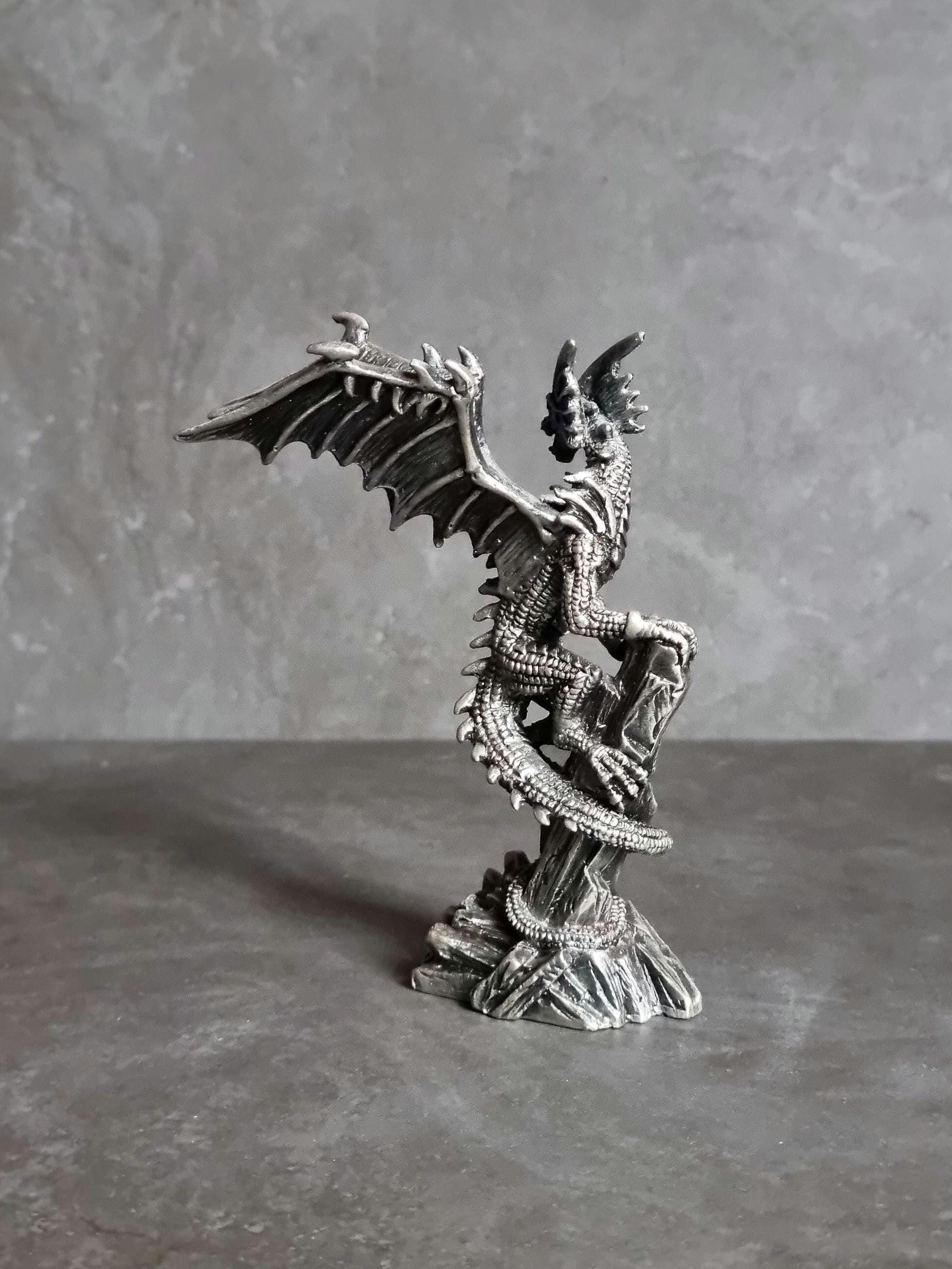 The Zenith Overlord, Dragon With Blue Crystal Pewter Vintage Figurine ...