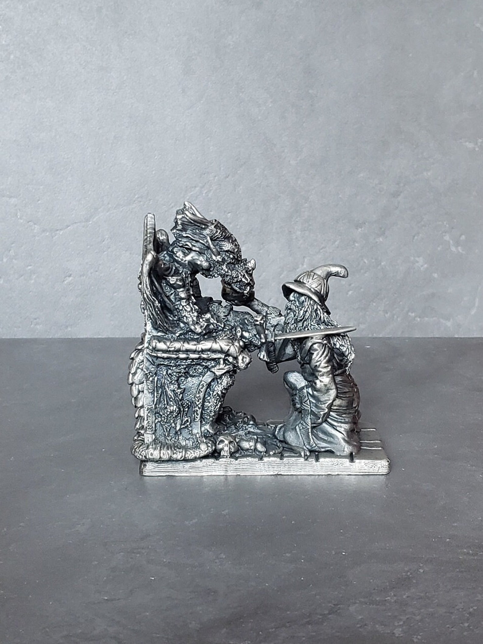 The Offering 3185. Myth and Magic Vintage Pewter Dragon and Wizard ...
