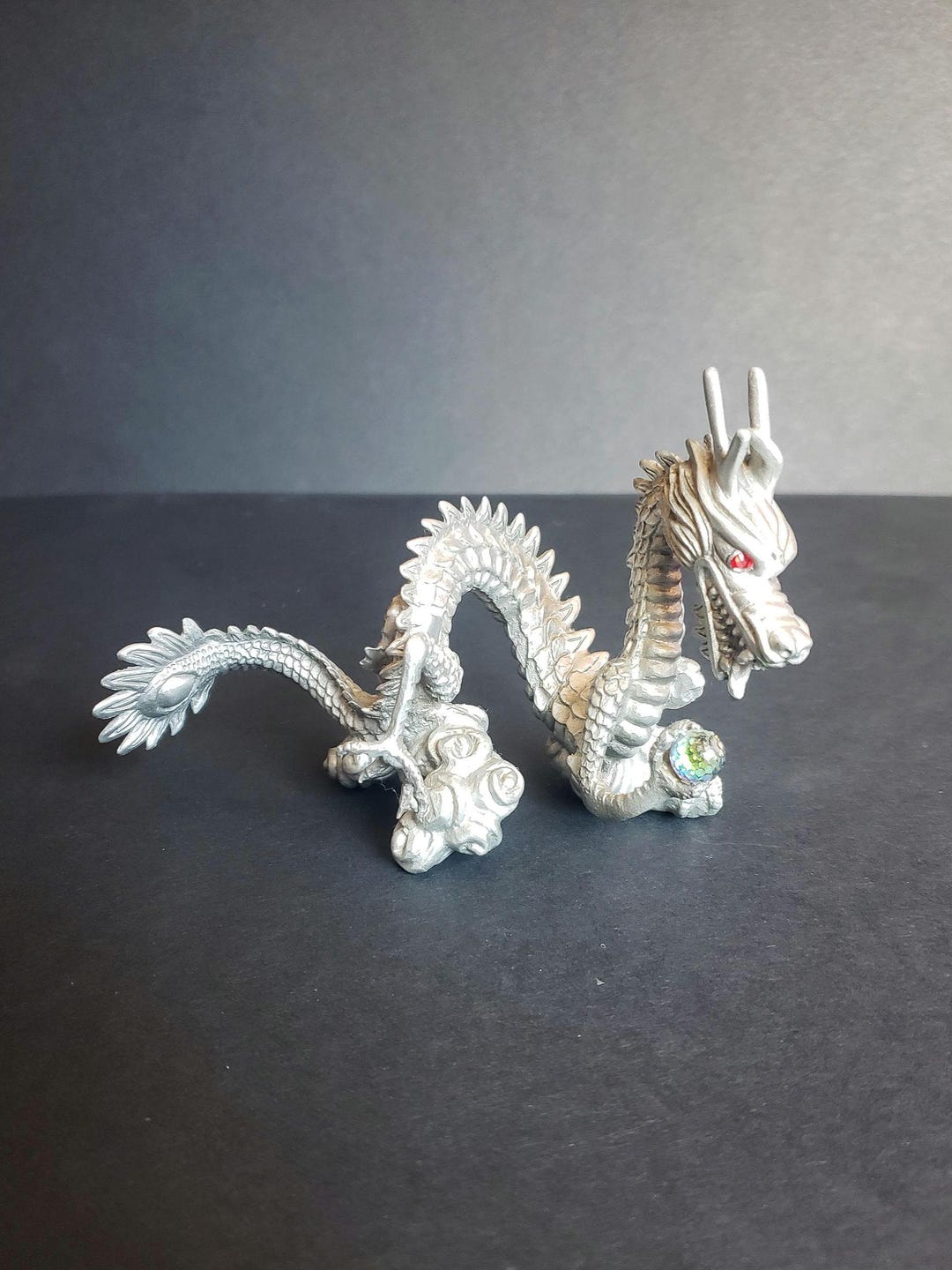 Chinese Pewter Dragon Figurine. Small Metal Ornament. Chinese Dragon ...