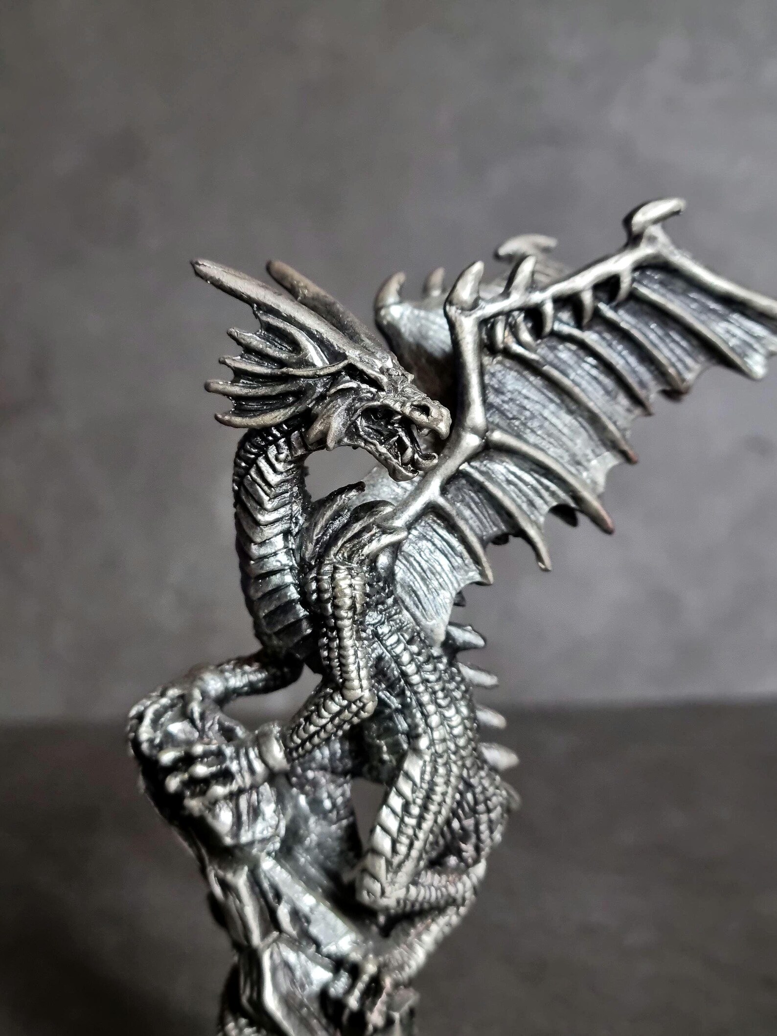 The Zenith Overlord, Dragon With Blue Crystal Pewter Vintage Figurine ...