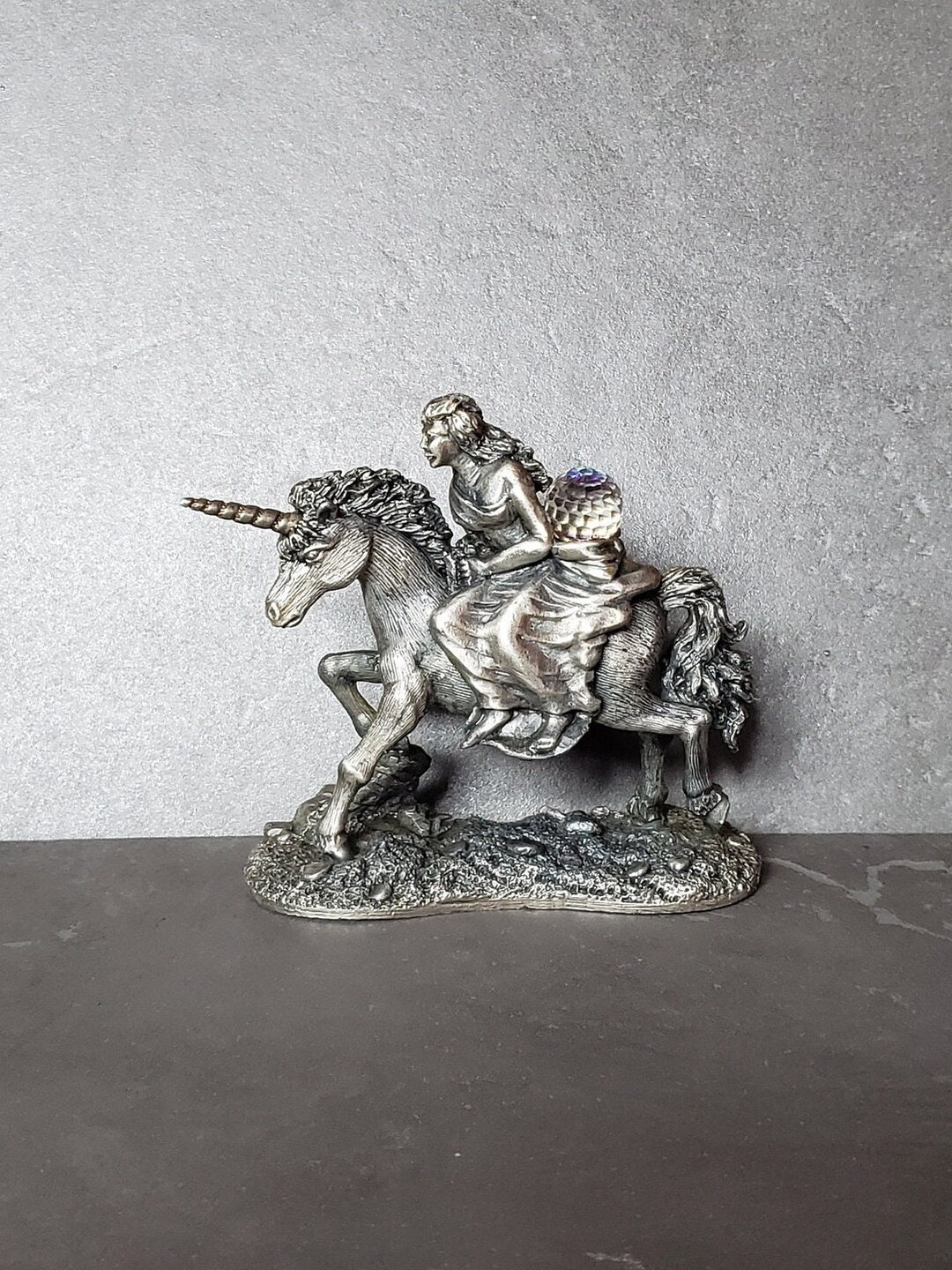 The Unicorn Rider 3077, Myth and Magic Vintage Pewter Unicorn and Lady ...