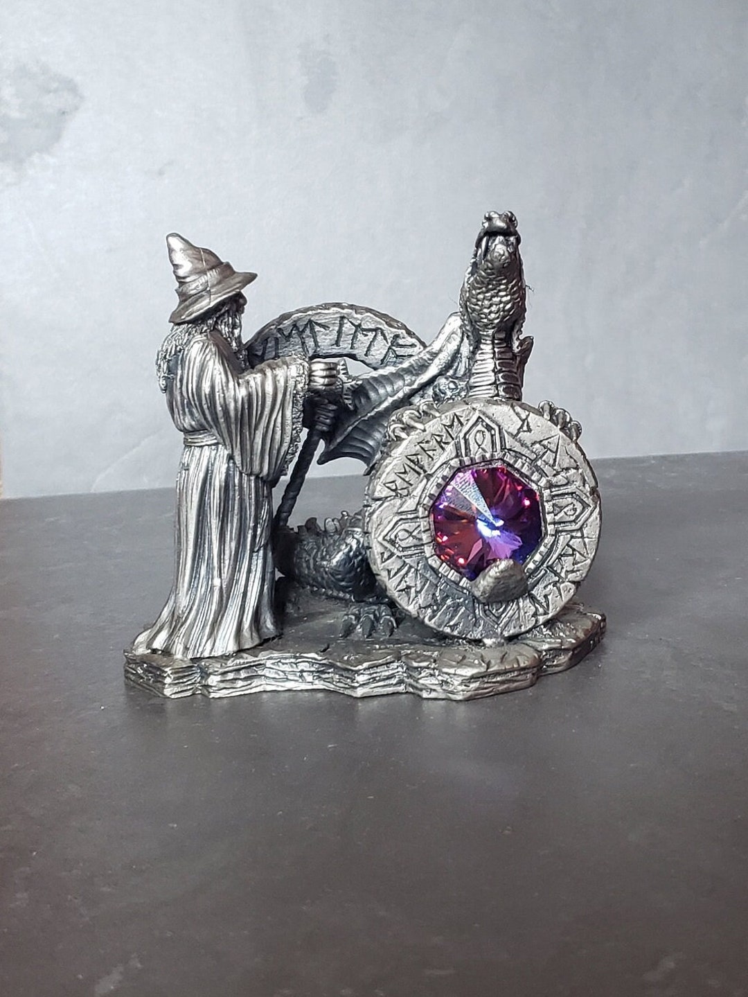The Mystic Stone, the Tudor Mint Myth and Magic Vintage Pewter Dragon ...