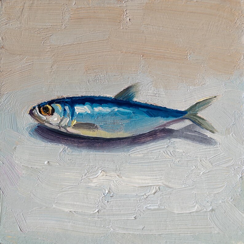 Framed Sardine Oil Painting 4x4 – Mini Fish Original Art - Etsy