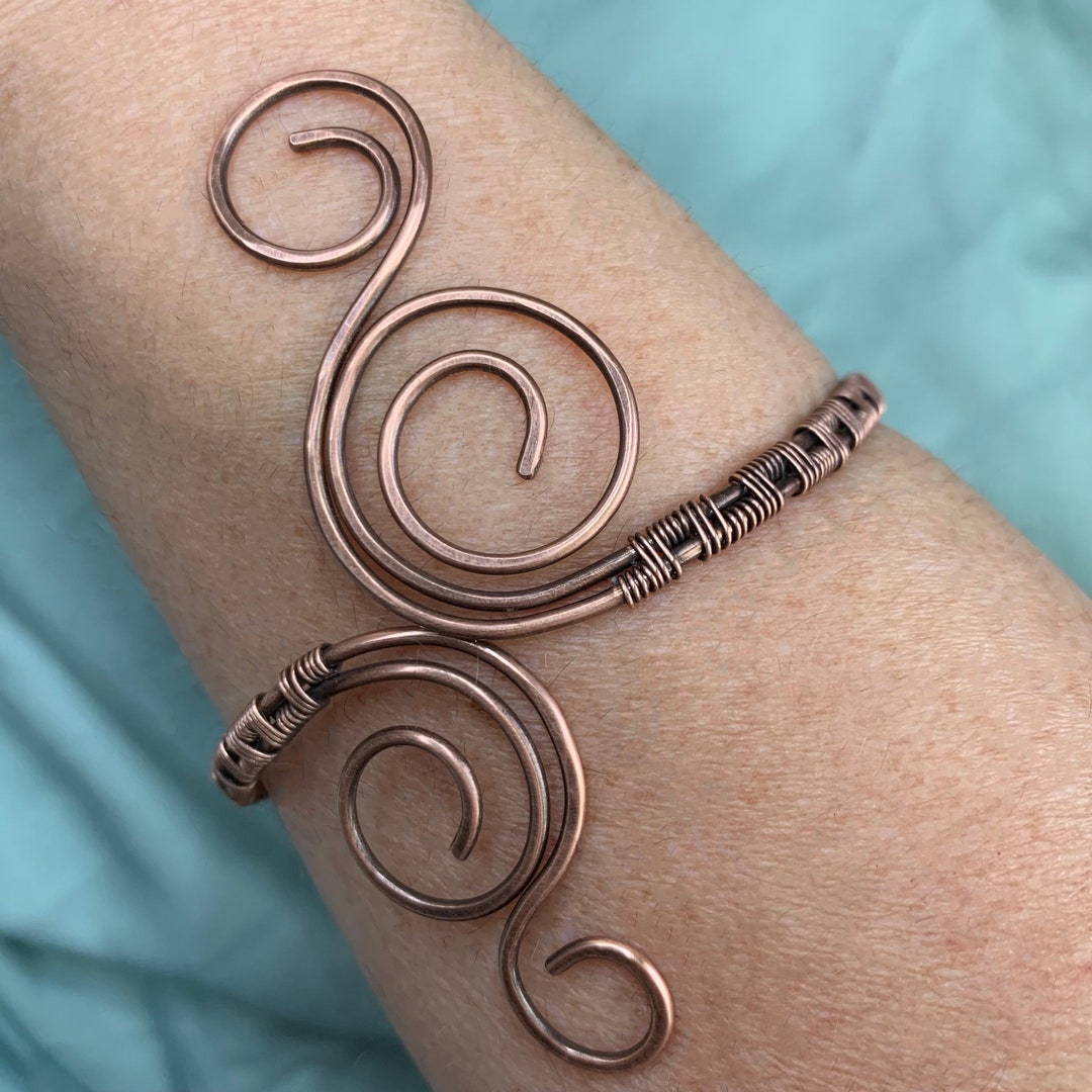 Copper Arm Cuff Antiqued Patina or Shiny Copper Alternative - Etsy