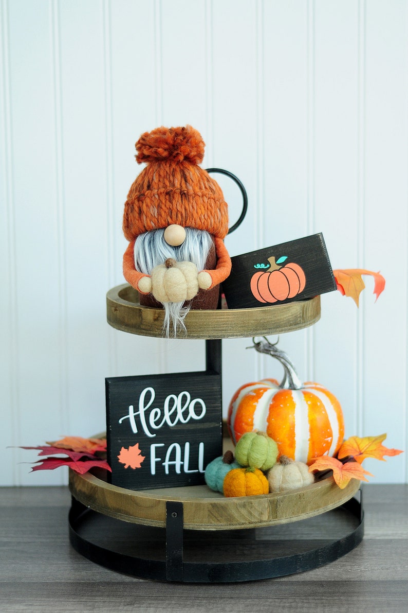 Rustic Tan and Orange Pumpkin Beanie Gnome Pumpkin Gnome - Etsy
