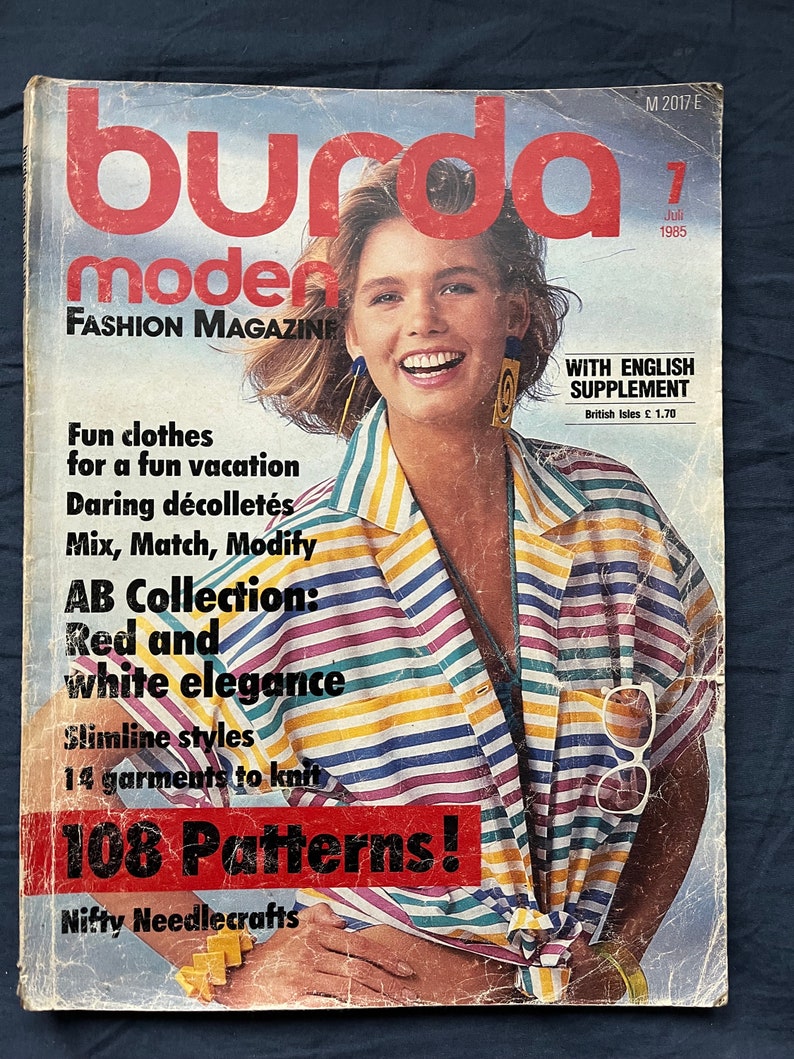 1985 July Burda German Sewing Fashion Women's Magazine DIY Recipes West ...