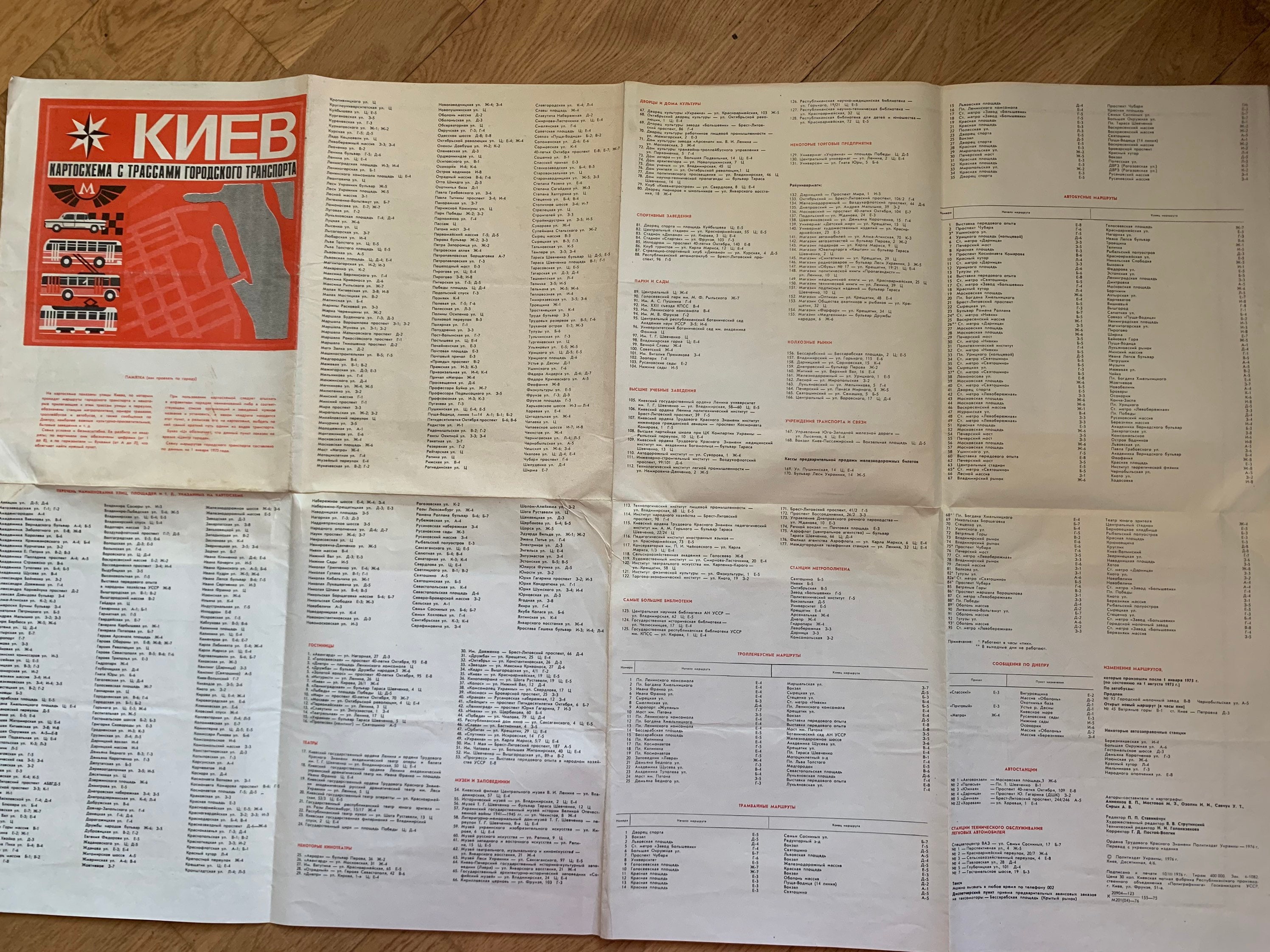 1975 Kyiv Public Transport Map / Guide/ Information Leaflet Russian ...