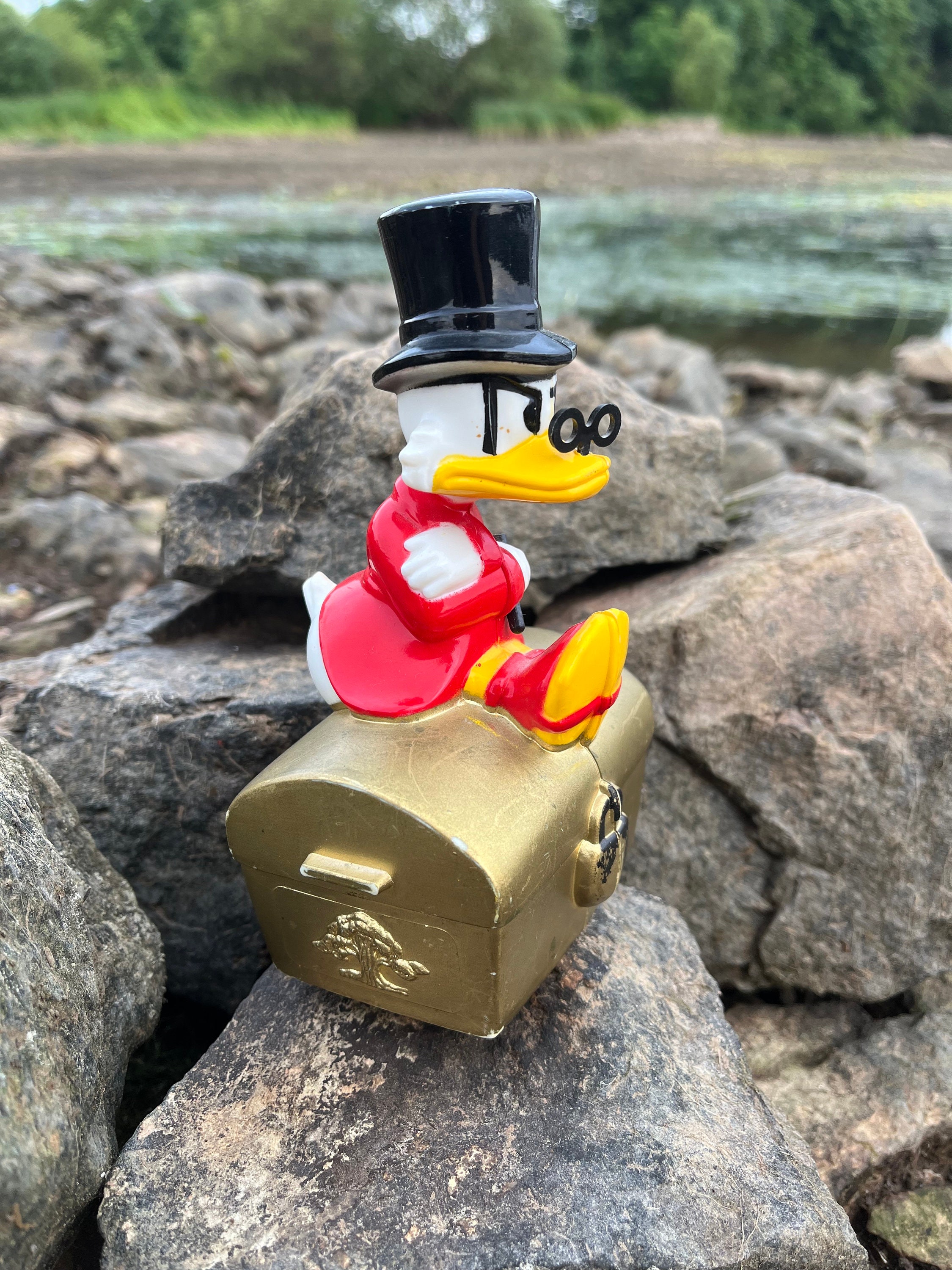Rare Walt Disney Scrooge Mcduck Chest Piggy Bank Statue Vintage Plastic ...