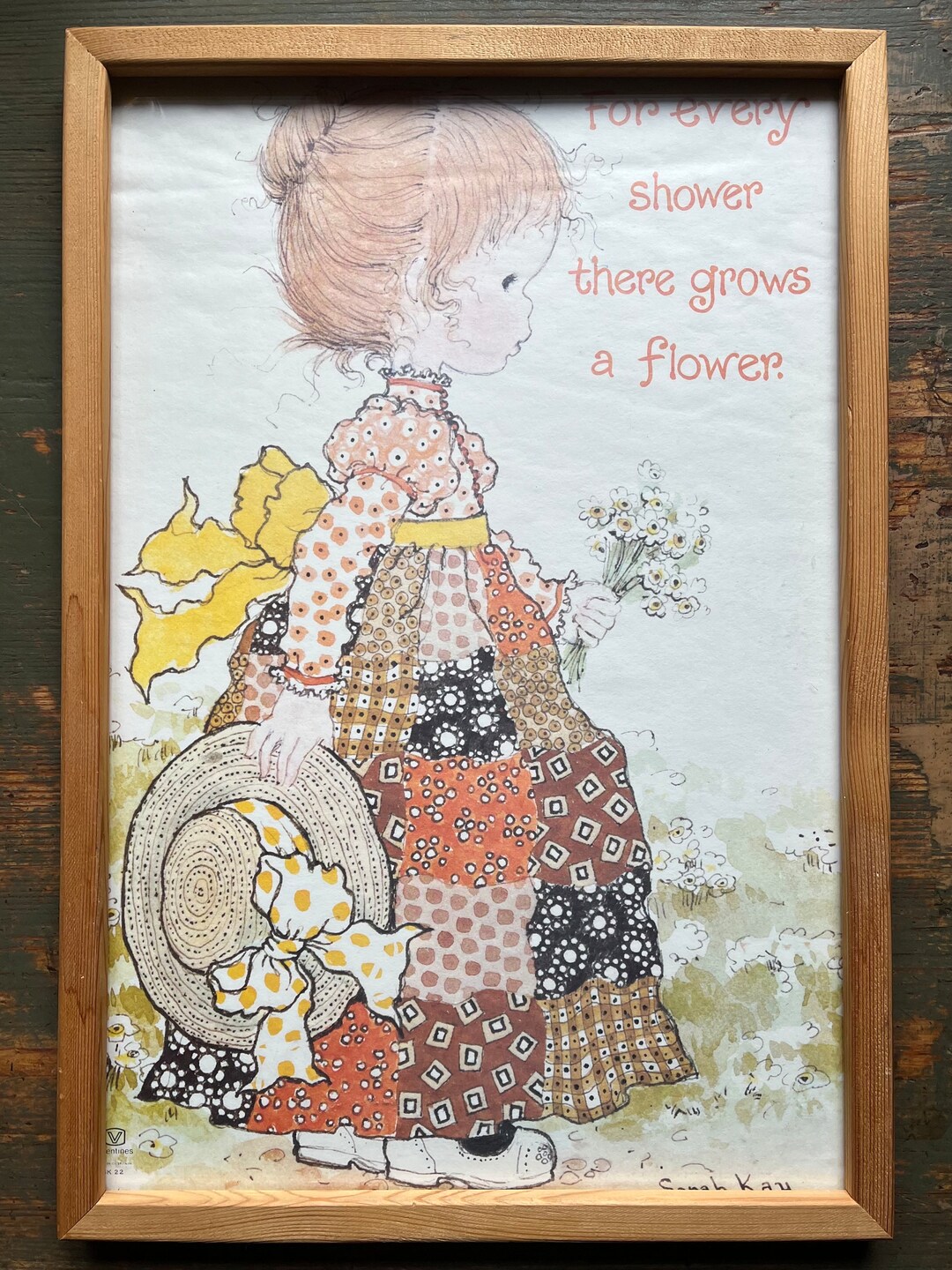 Sarah Kay Vintage Print in Wooden Frame With Protective Glass Little ...