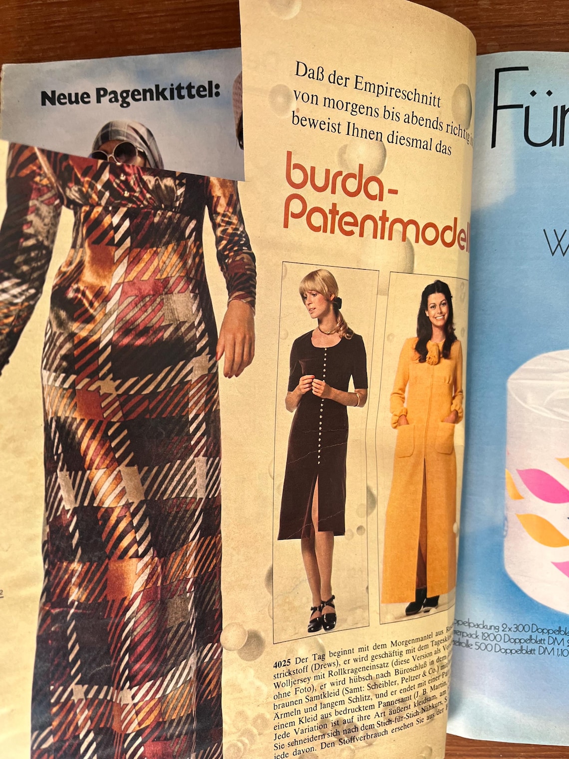 1971 Burda Moden German Vintage Fashion Magazine DIY Recipes West ...