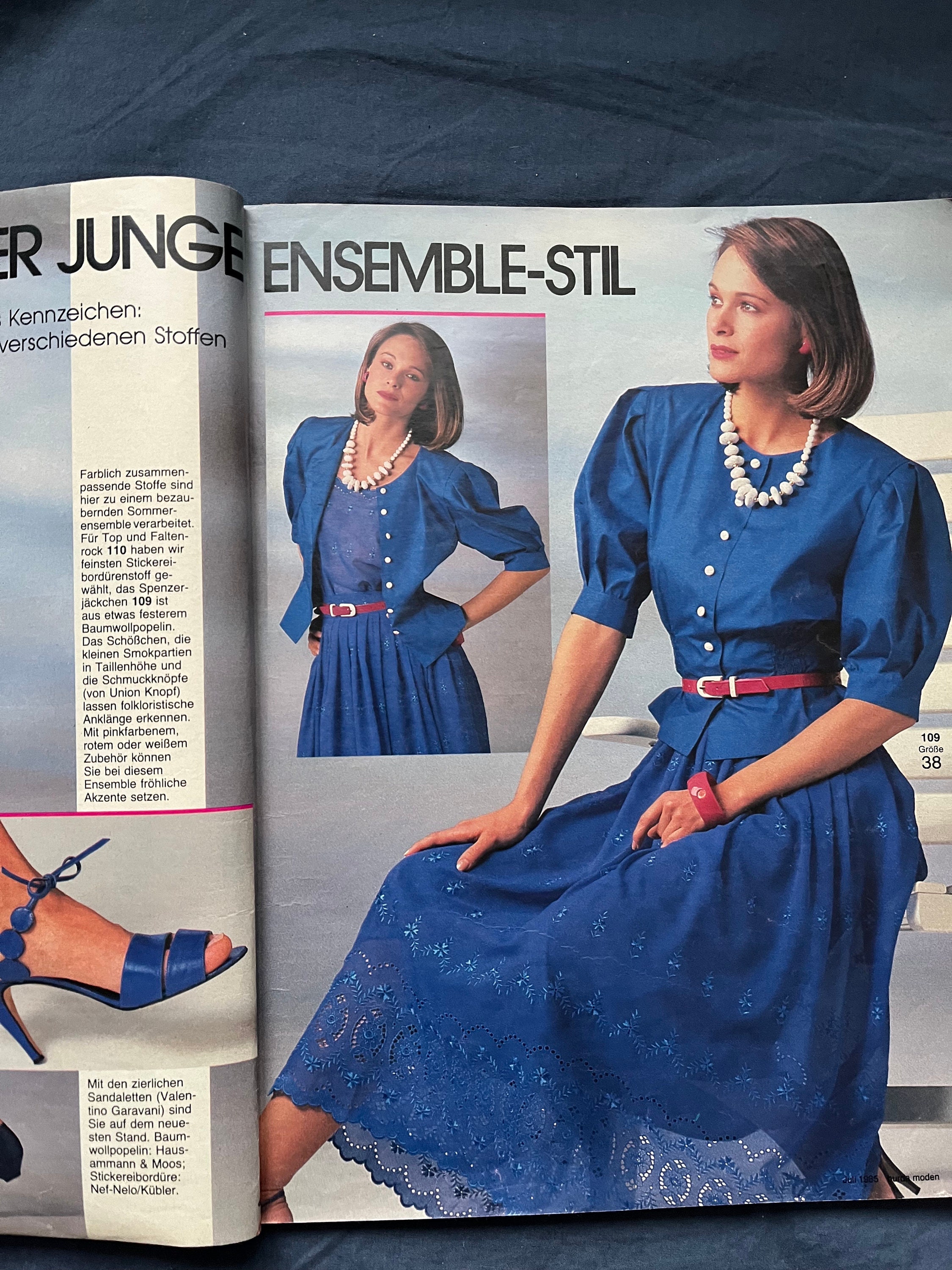 1985 July Burda German Sewing Fashion Women's Magazine DIY Recipes West German Fashion History ...