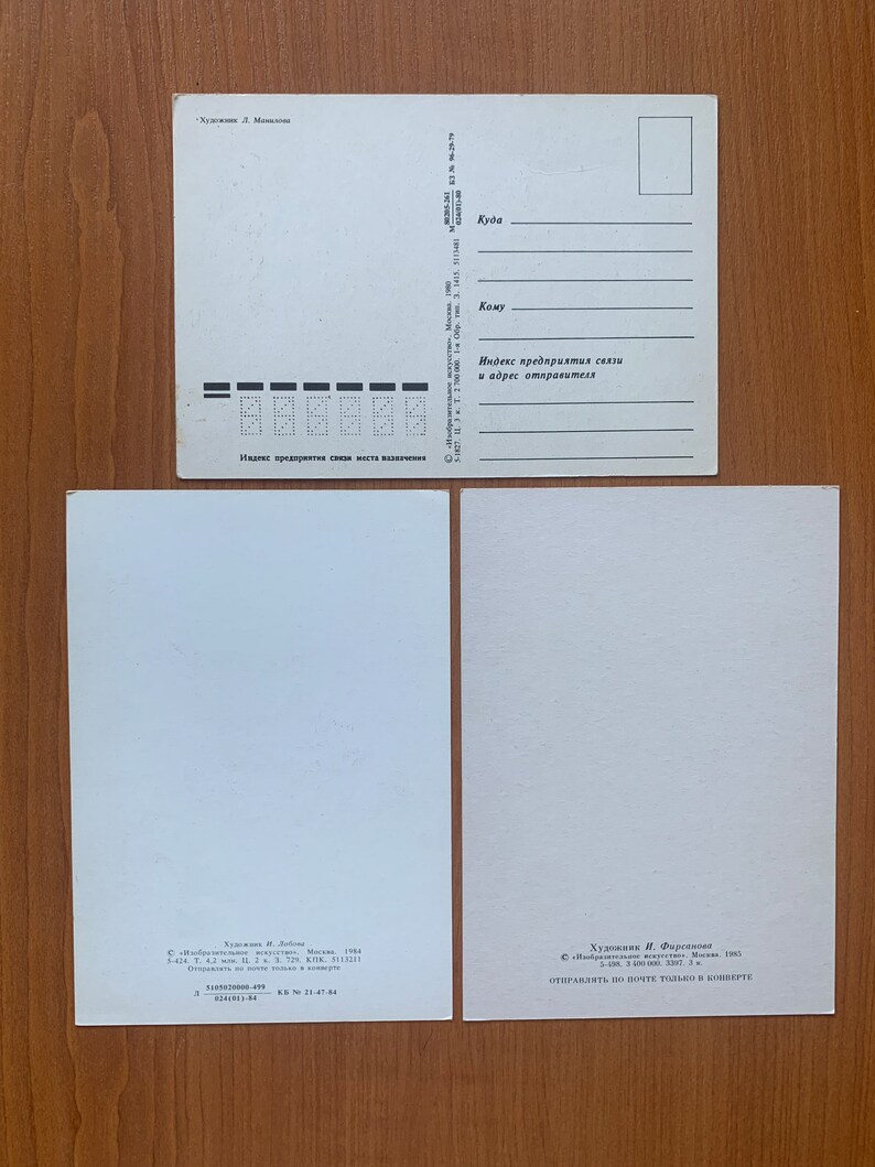 Set of 3 Russia Soviet Era 1980s Greeting Cards Historical Cards USSR ...