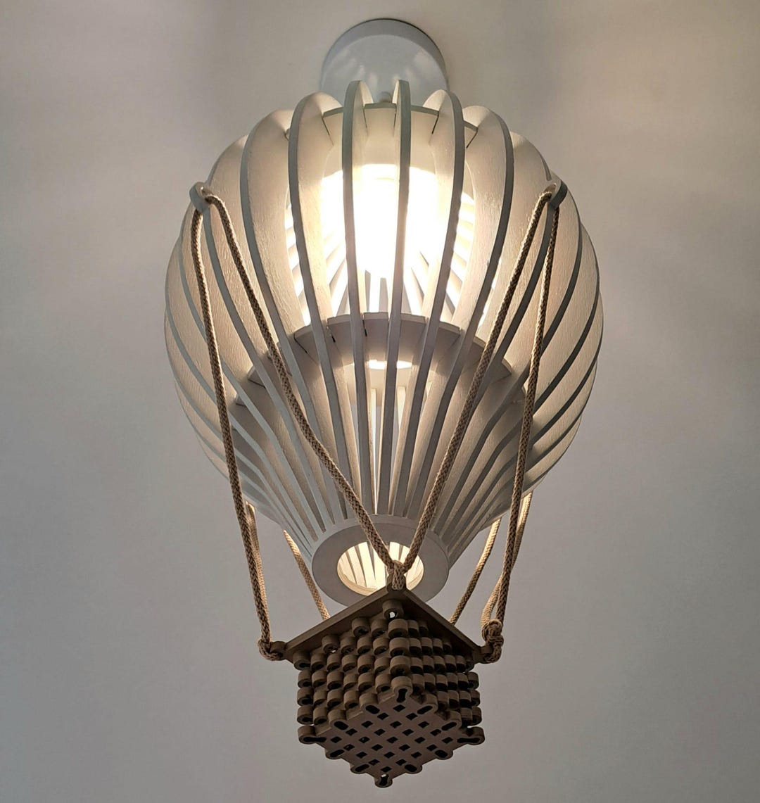 Handcrafted Wooden Hot Air Balloon Ceiling Light - Charming Baby Room ...