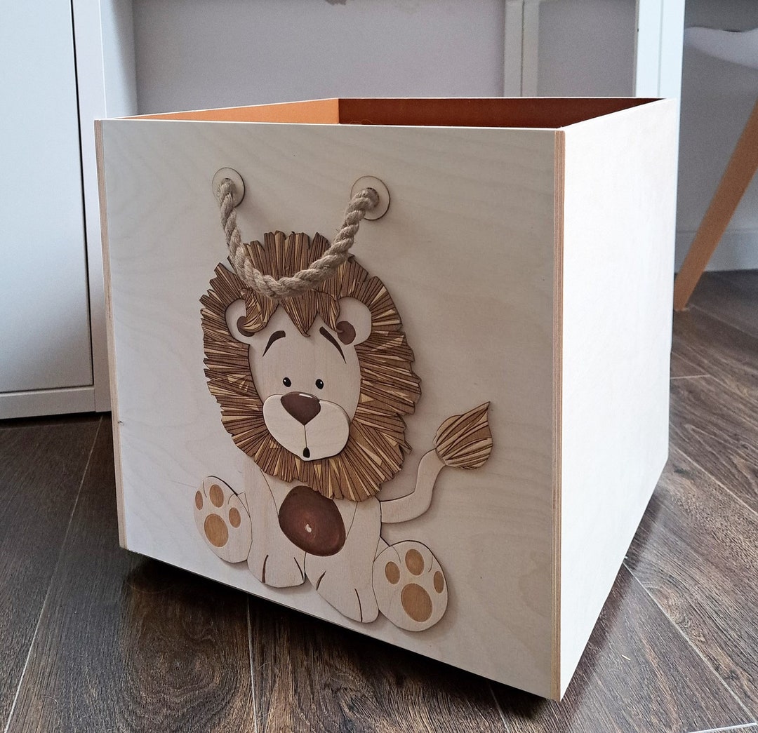 Personalized Lion Toy Box Premium Wooden Storage for Kids, Handmade ...
