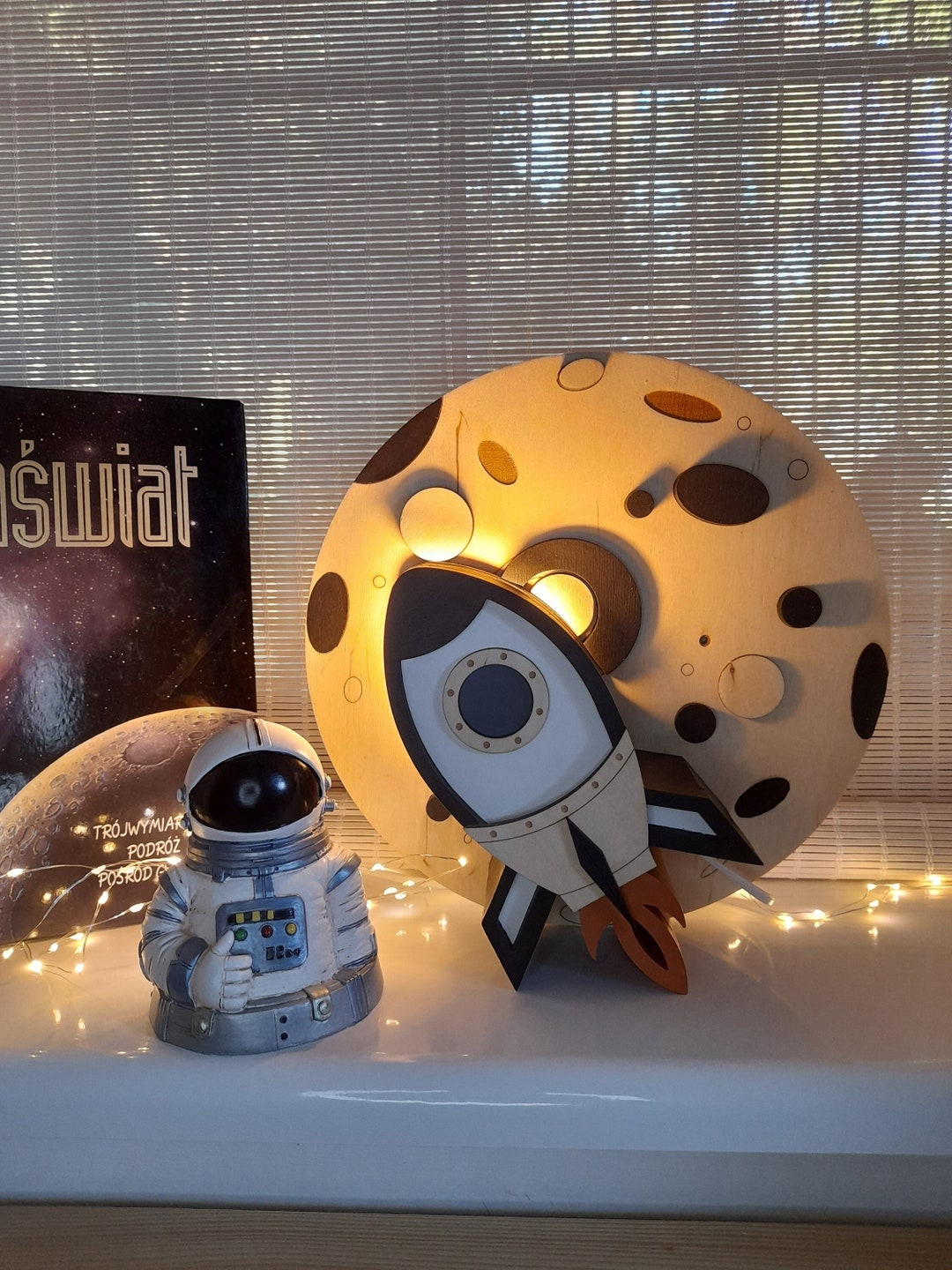 Out Space Rocket Lamp Wooden, Space Planet Lamp Kidsroom, LED Bulb Ufo ...