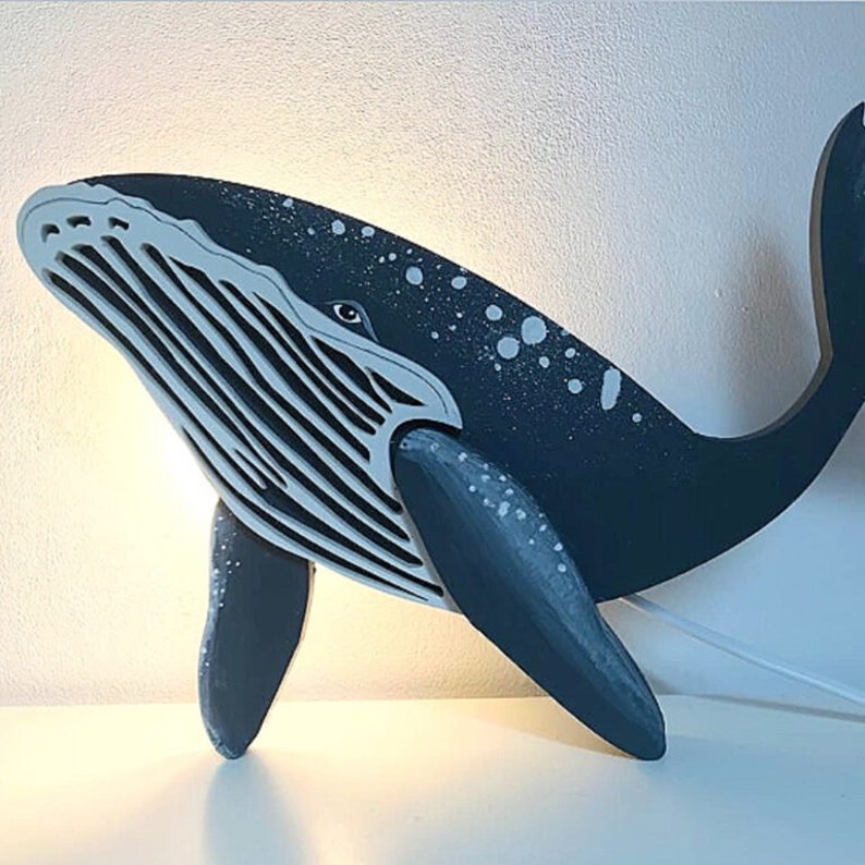Handcrafted Wooden Whale Wall Lamp - Ocean Theme Nursery, Eco-friendly ...