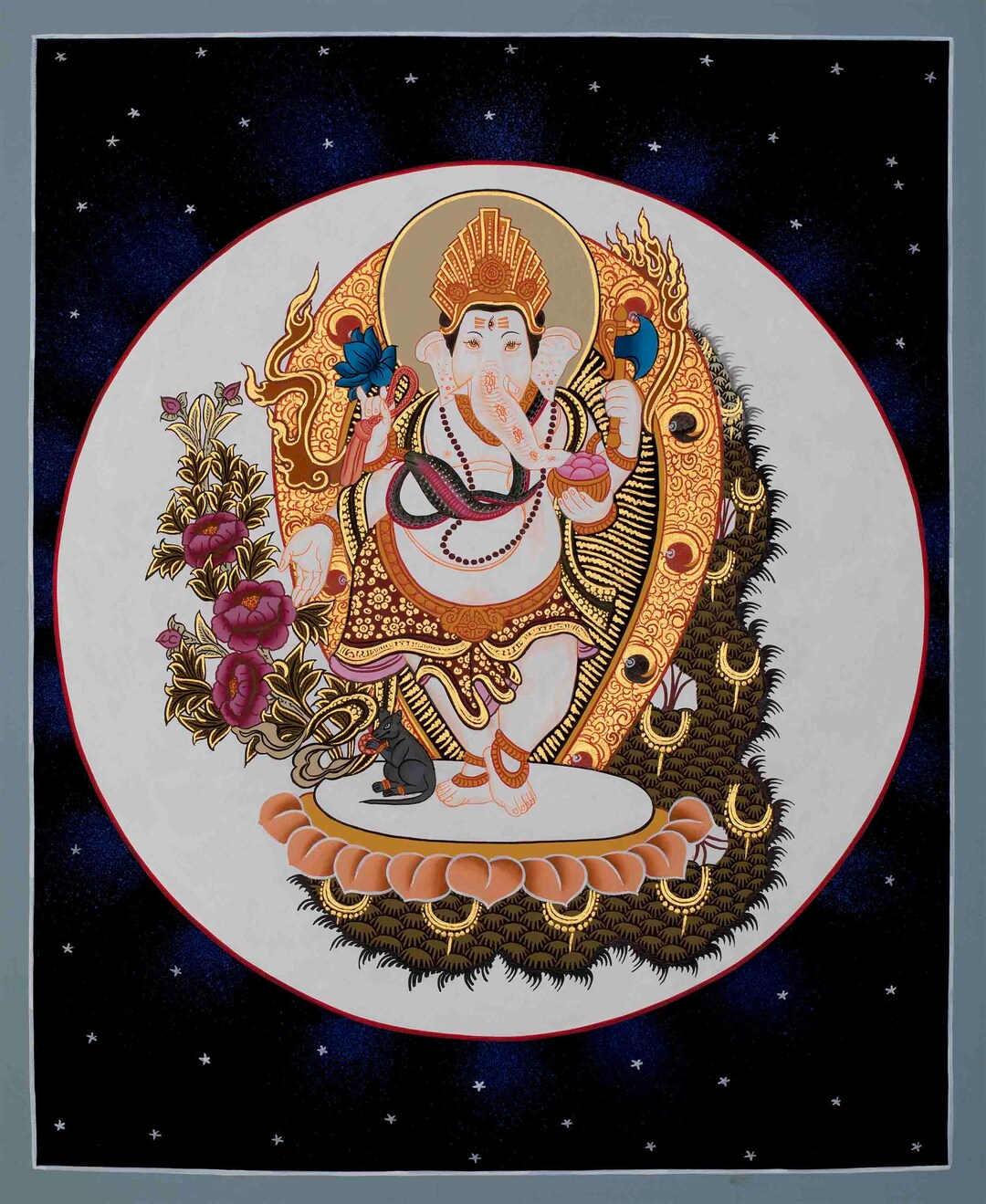 Ganesh Thangka Art | Original Hand Painted Thangka | Hindu Deity Art ...