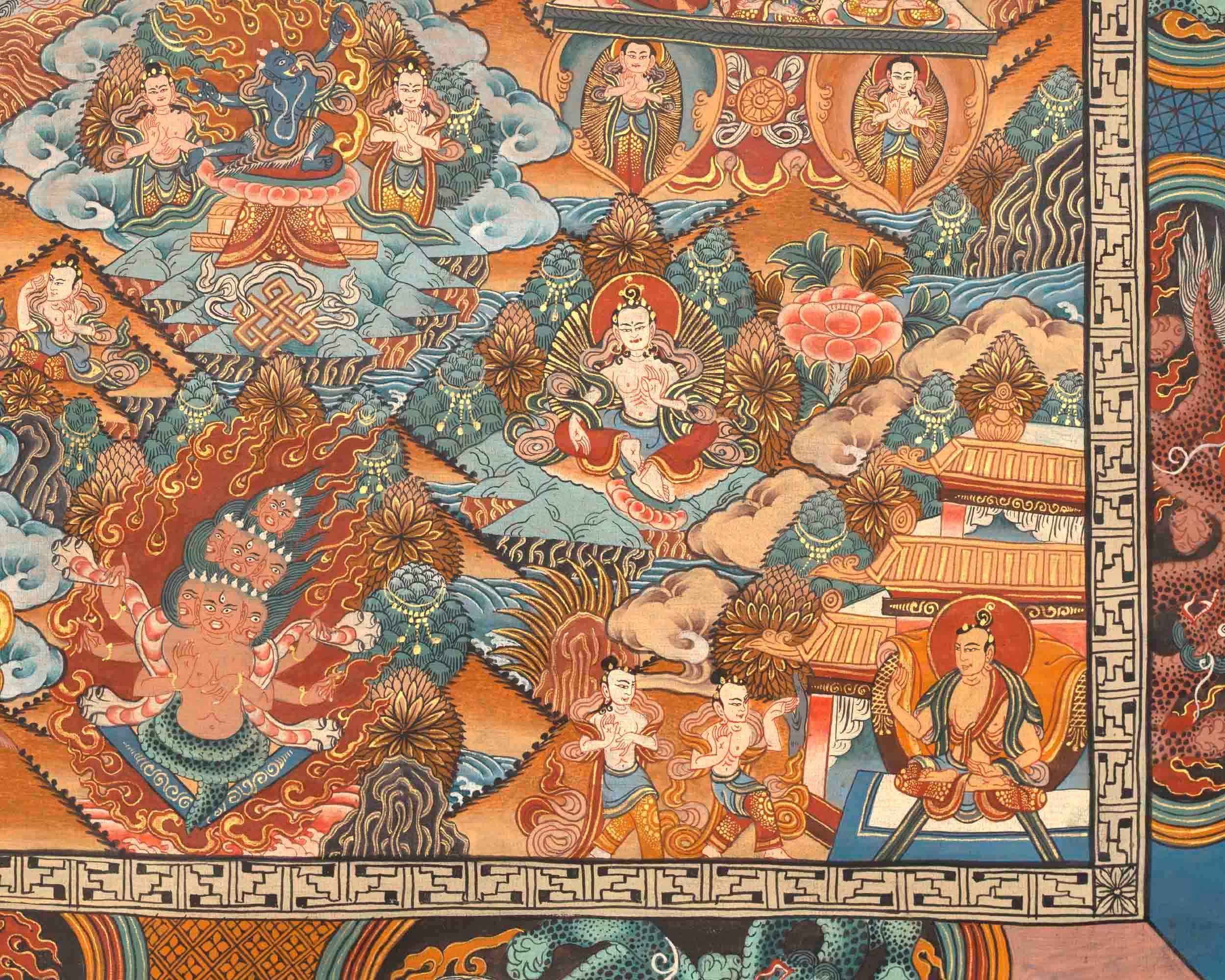 Amitayus Buddha Mandala Thangka | Original Hand Painted Red Buddha ...