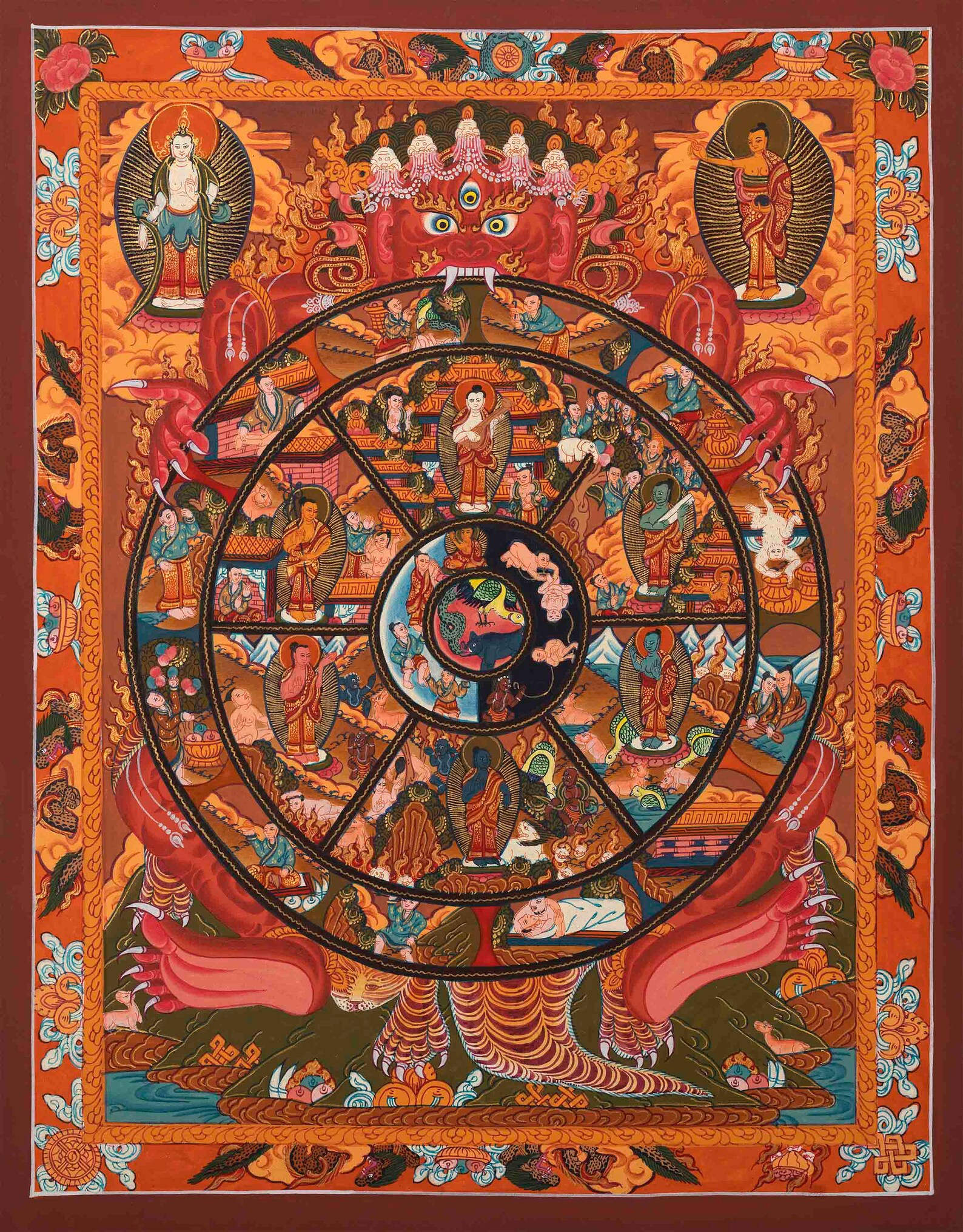 Wheel of Life Samsara Nirvana Original Hand-painted Buddhist Thangka ...