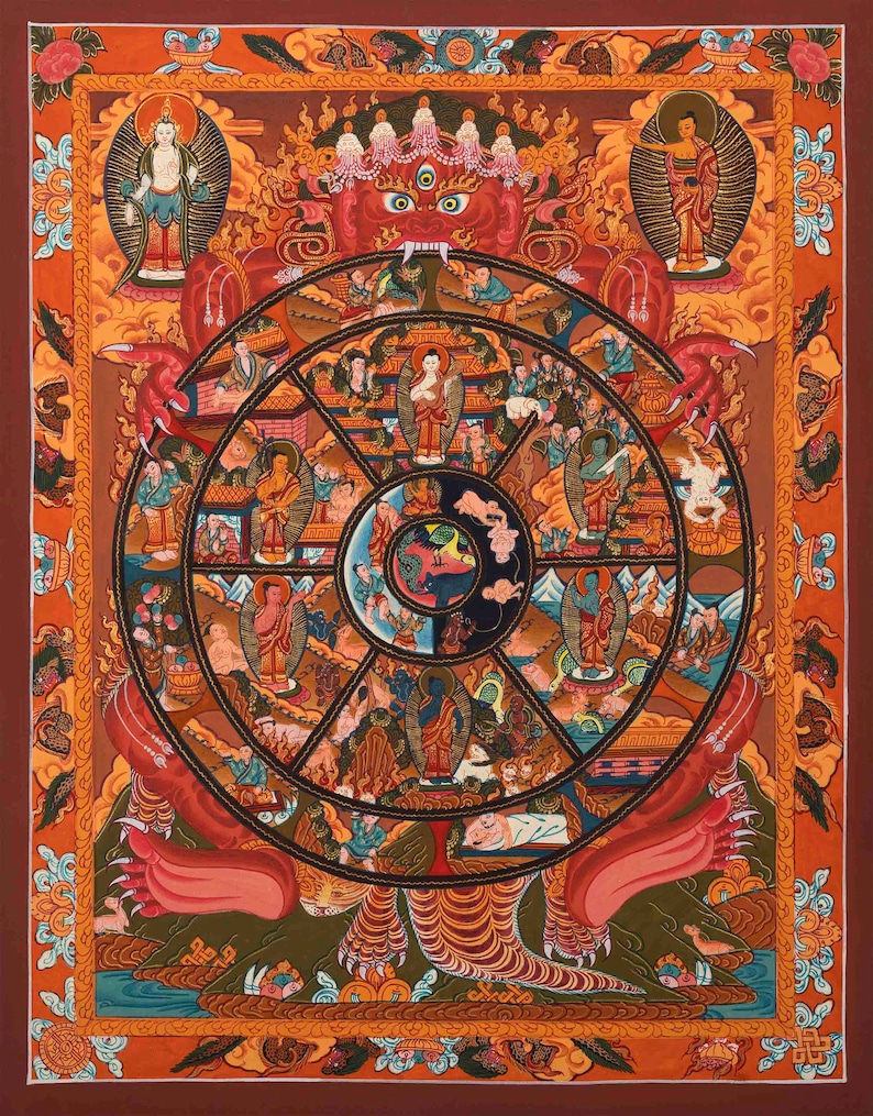 Wheel of Life Samsara Nirvana Original Hand-painted Buddhist Thangka ...