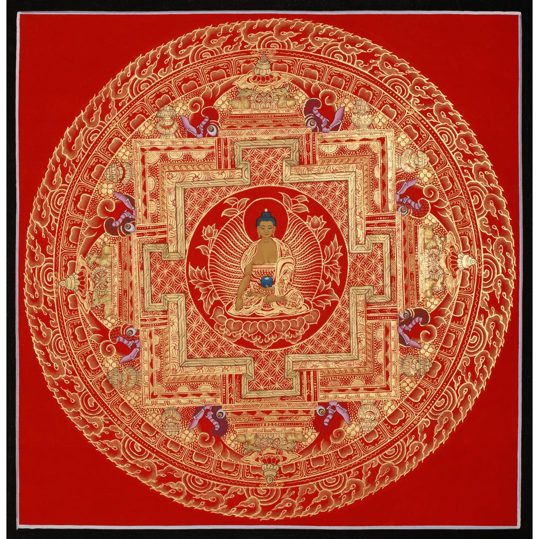 Dzambala, Manjushree, Shakyamuni Buddha Mandala Thangka | Orignal Hand ...