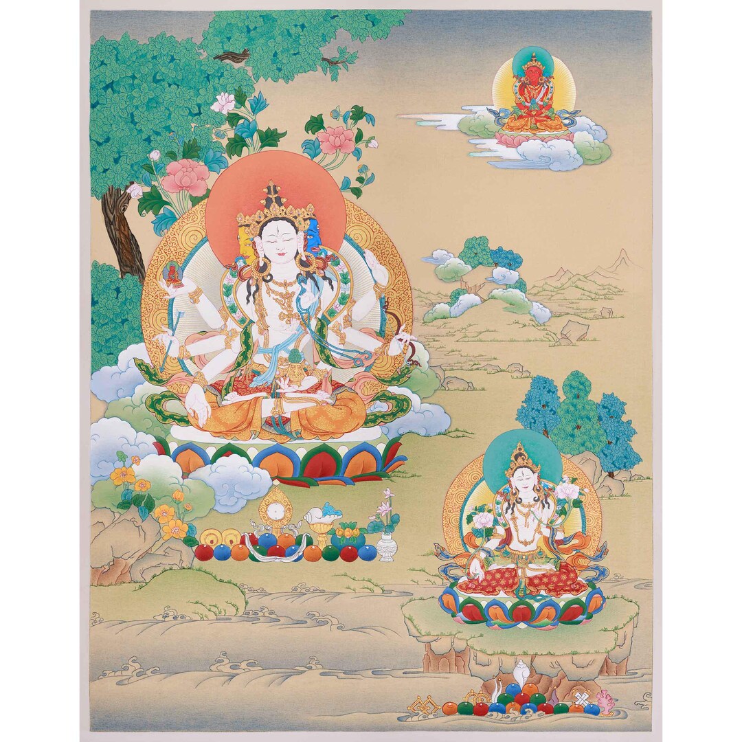 Namgyalma, White Tara and Amitayus Buddha Thangka | Tibetan Longevity ...