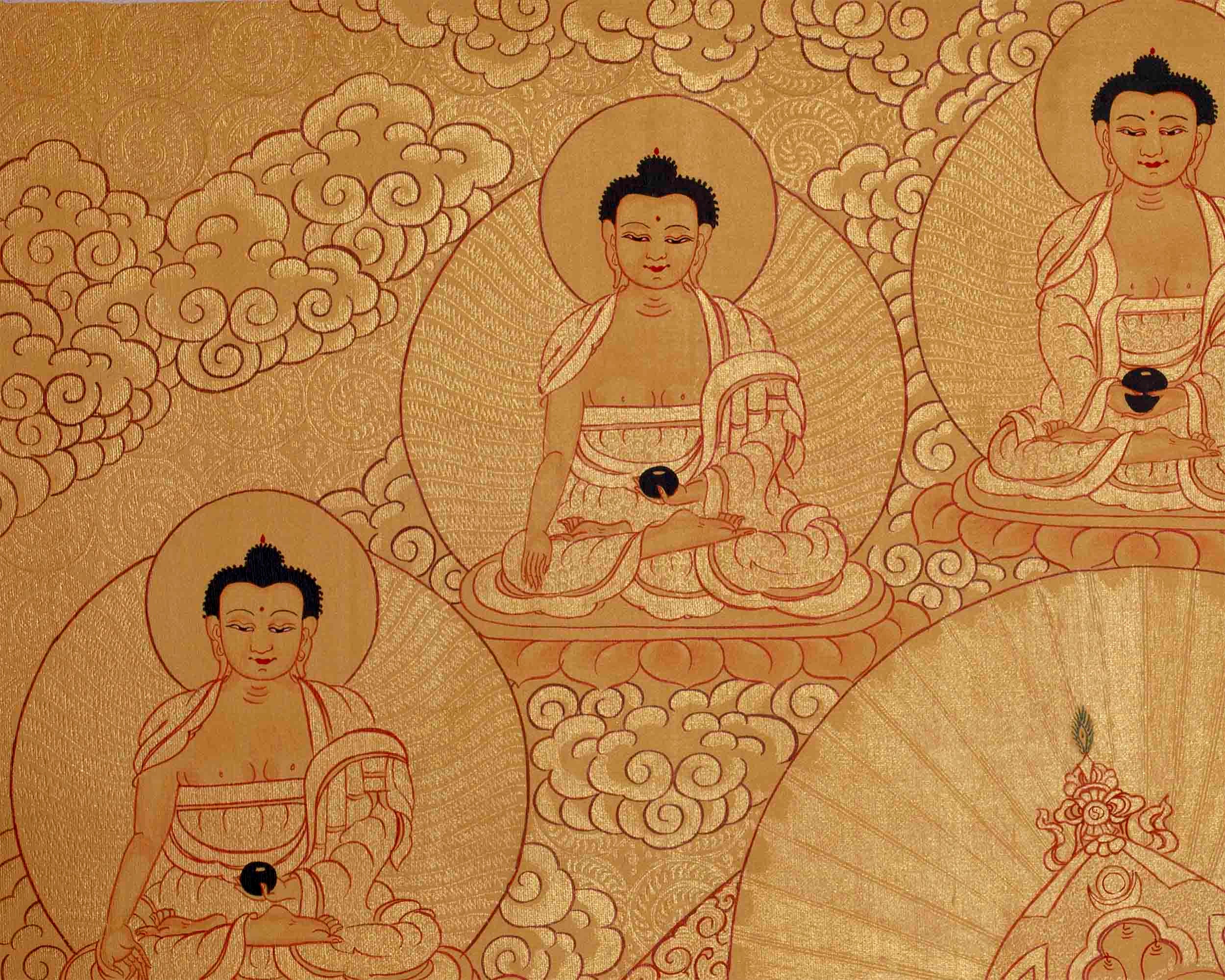 Full Gold Guru Rinpoche Thangka Painting Padmasambhava Thangka Lotus ...