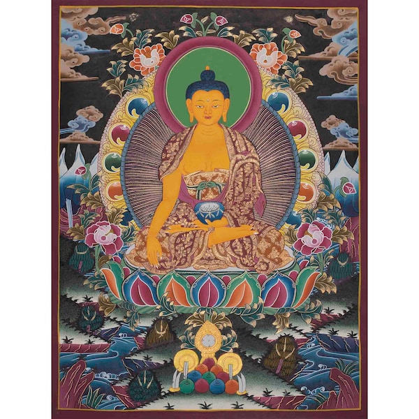 Guru Rinpoche Refuge Tree Thangka Painting With Buddhas, Dharmapalas ...